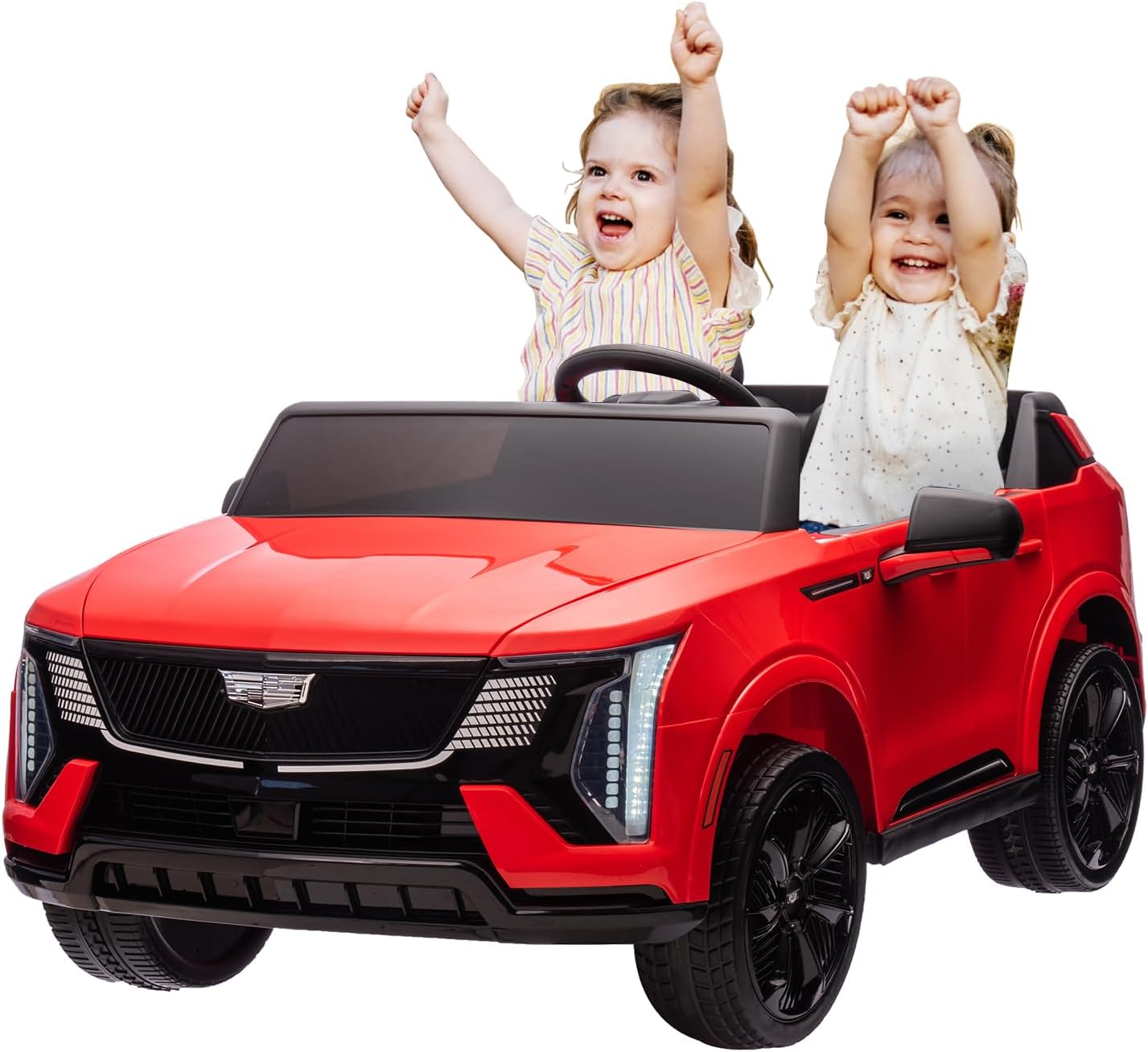 Qeetex 24V Kids Ride on Car Licensed Cadillac 2 Seater Ride on Truck ...
