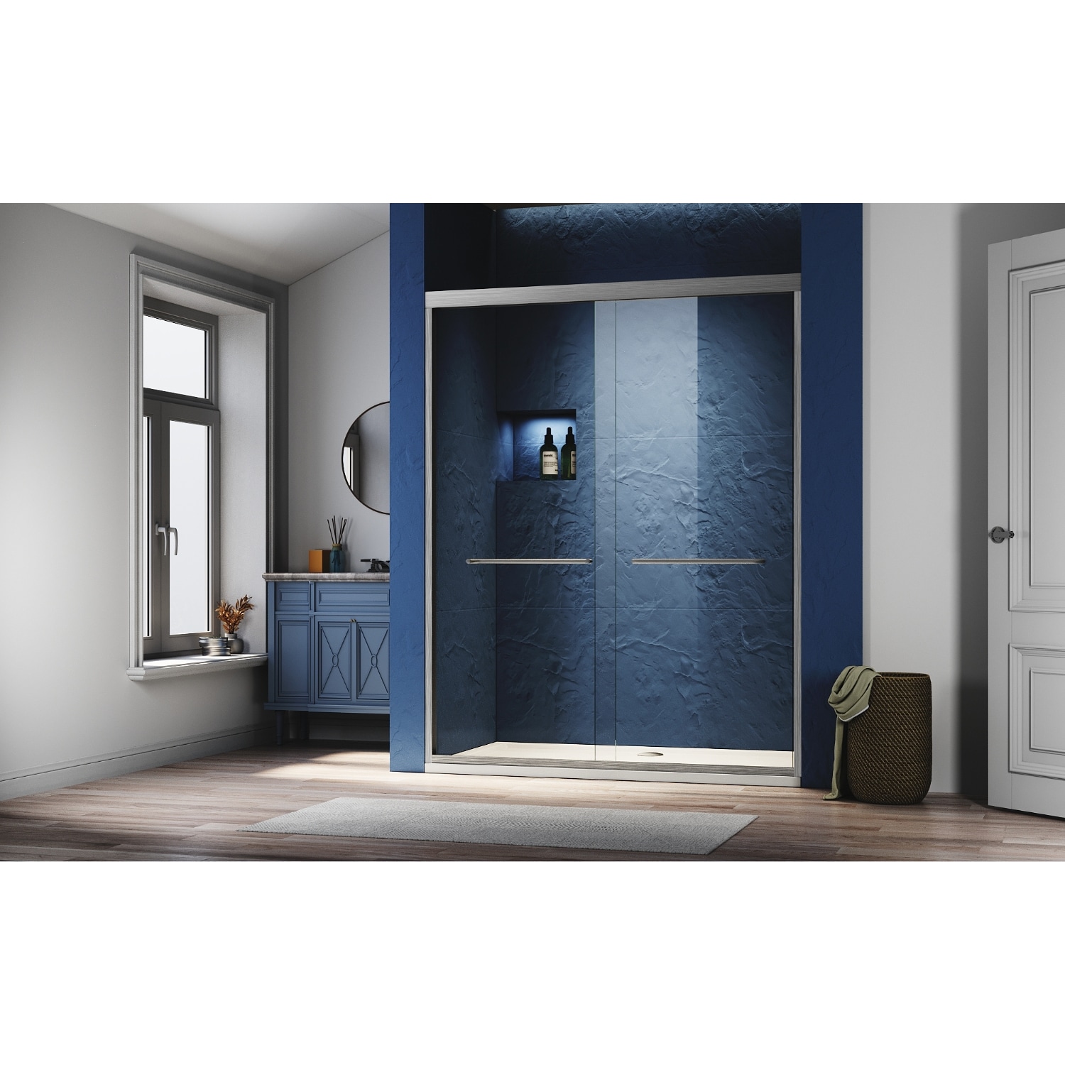 Wooakway Sliding Shower Glass Door 56-60 in. W x 72 in. H Adjustable ...