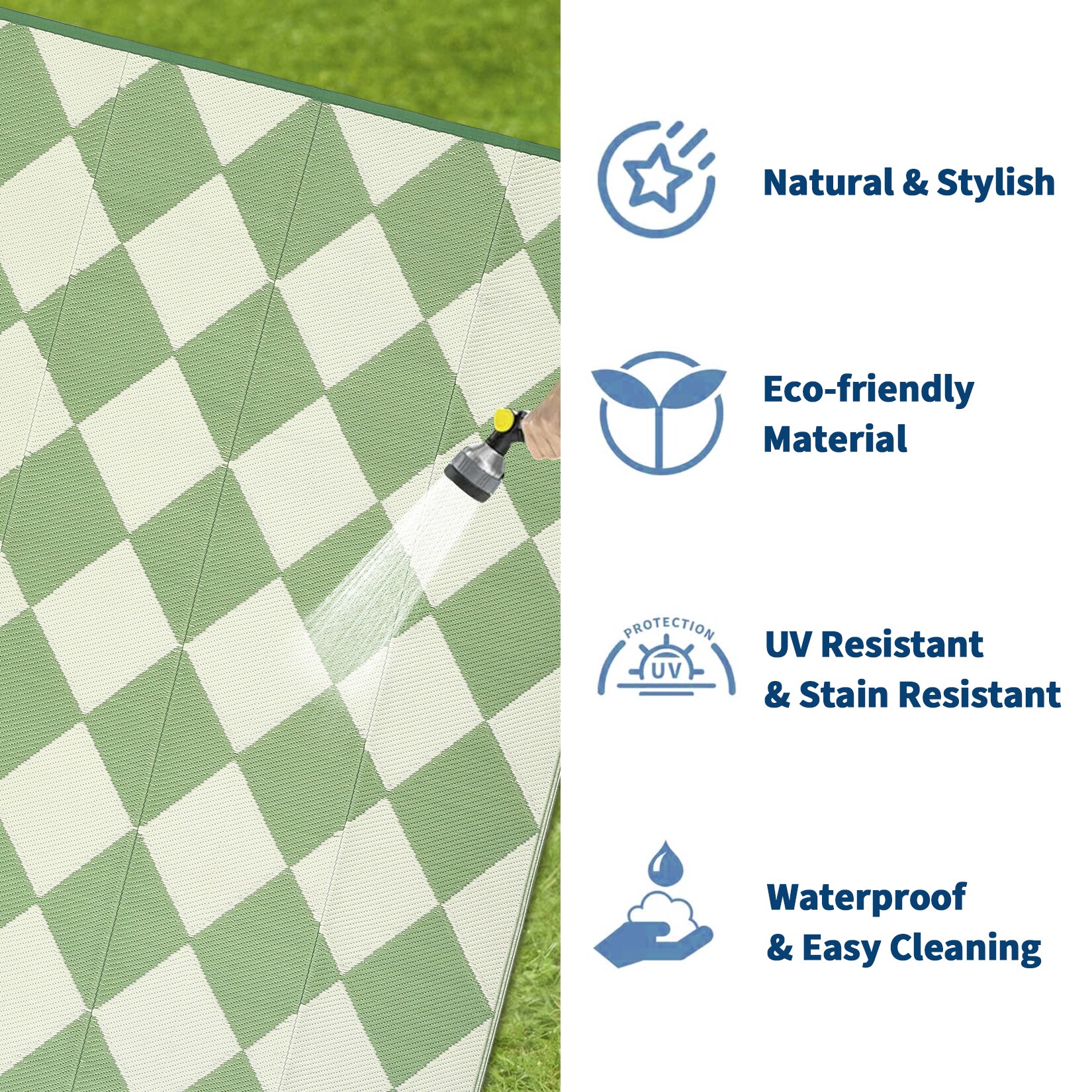 IdealHouse 9x18ft Reversible Outdoor Rug - Waterproof Plastic Straw ...