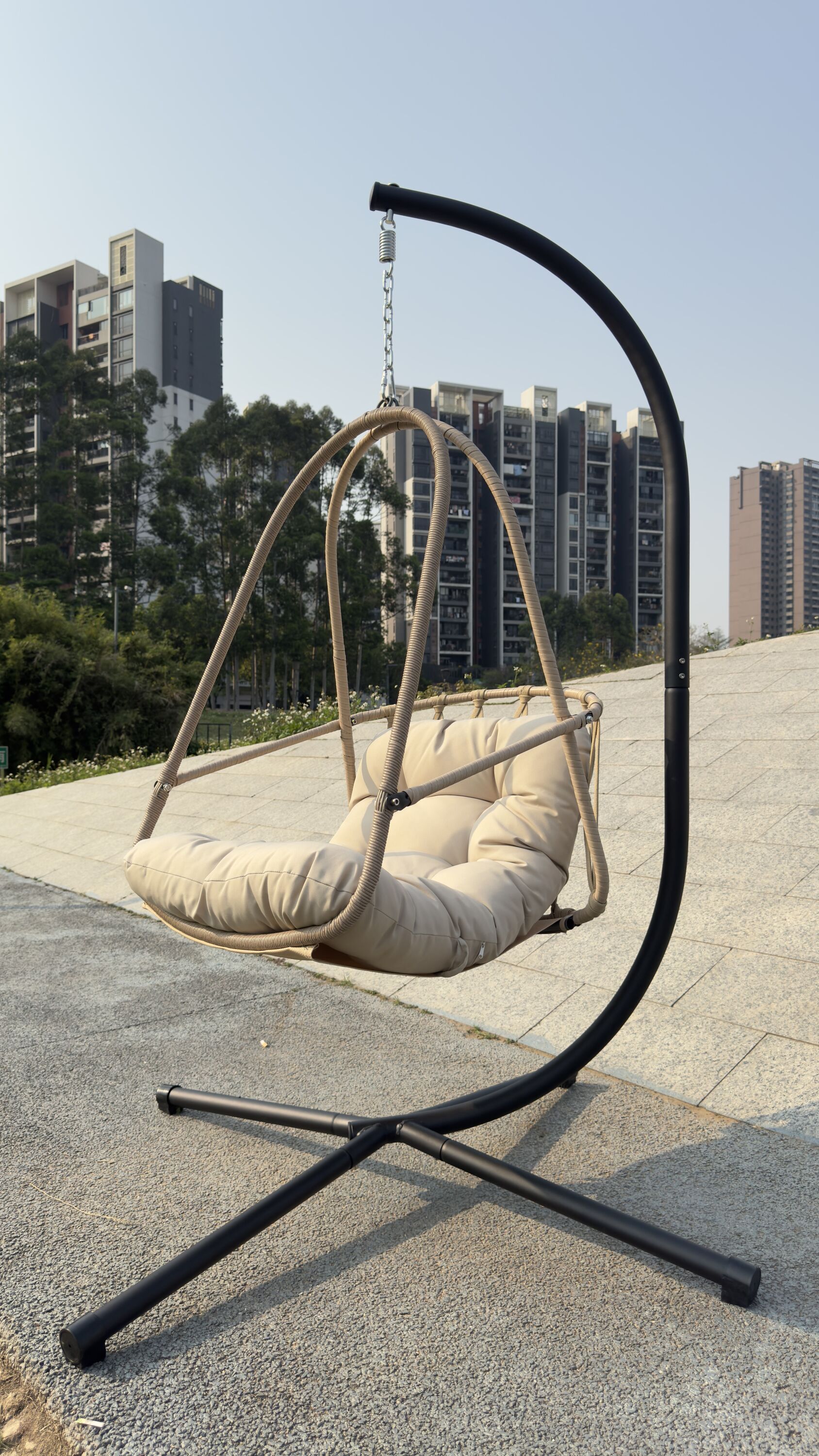 Tinyhomie Wicker Egg Swing Chair With C Type Bracket Stand Indoor ...
