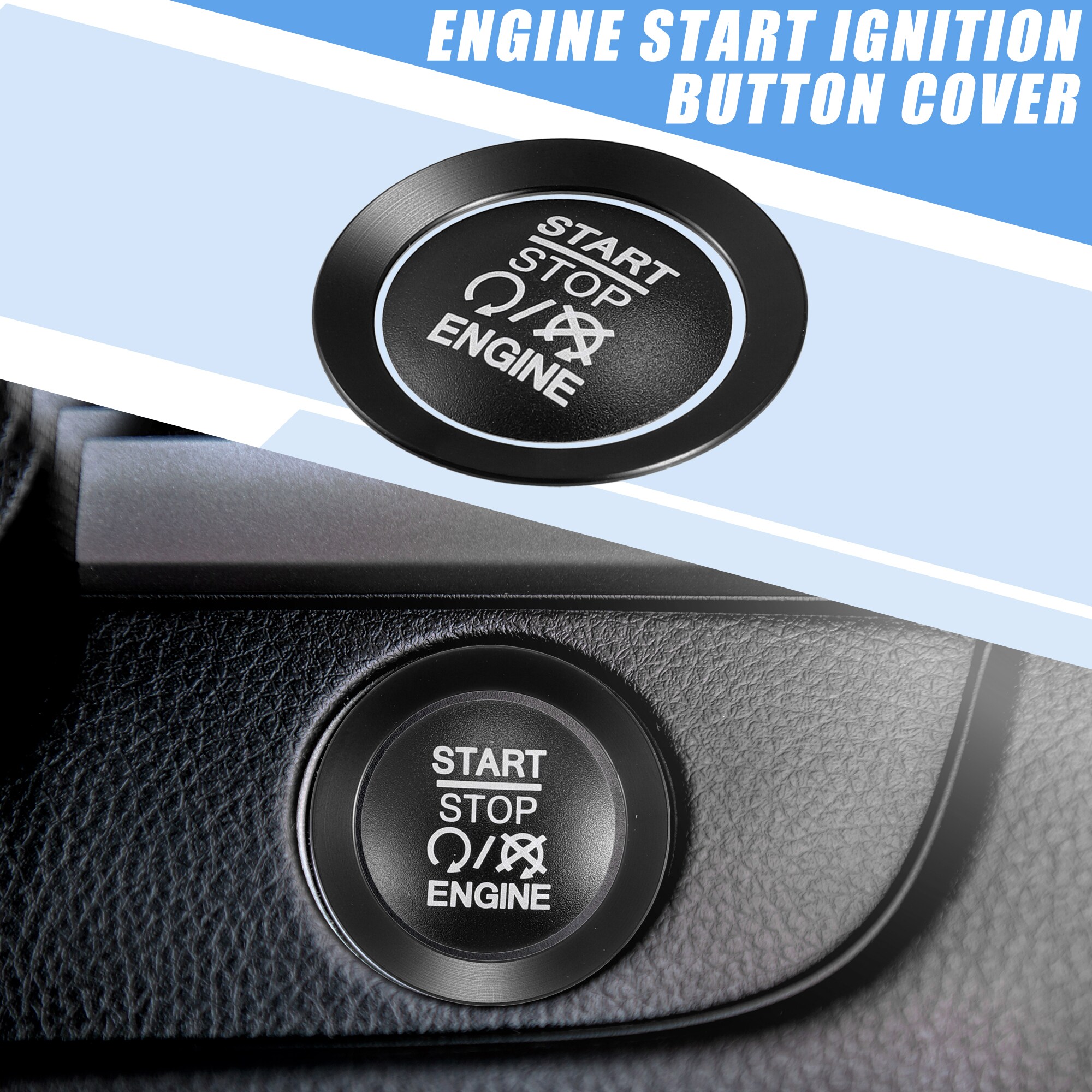 Unique Bargains Engine Start Stop Ignition Button Overlay Cover Decal ...
