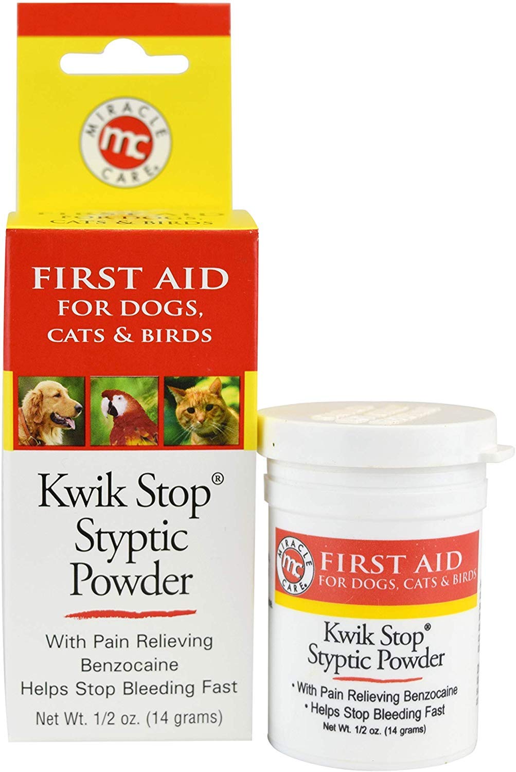 Miracle Care Kwik Stop Styptic Powder for Dogs Cats and Birds 0.5 Ounce ...