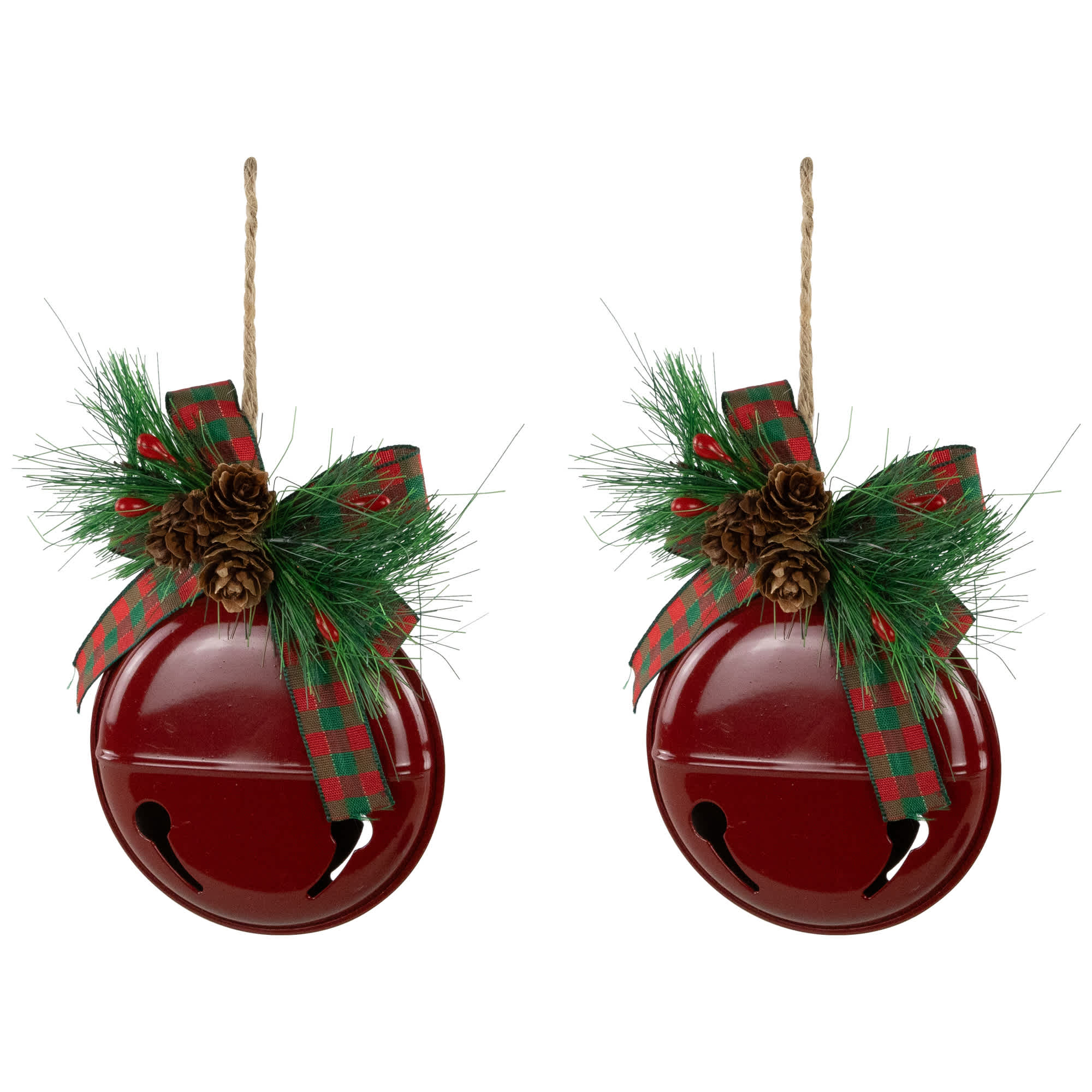 Northlight Jingle Bells with Pinecone Bows Disc Christmas Ornaments - 5 ...