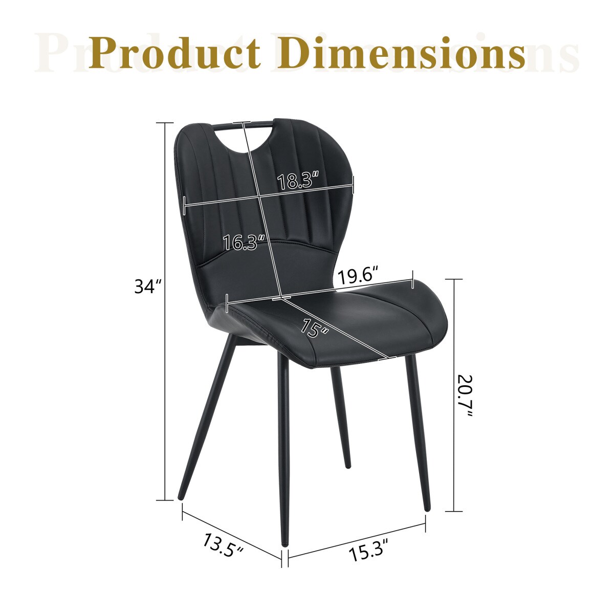 Streamdale Furniture Streamdale Set of 4 Black PU Dining Chairs with ...