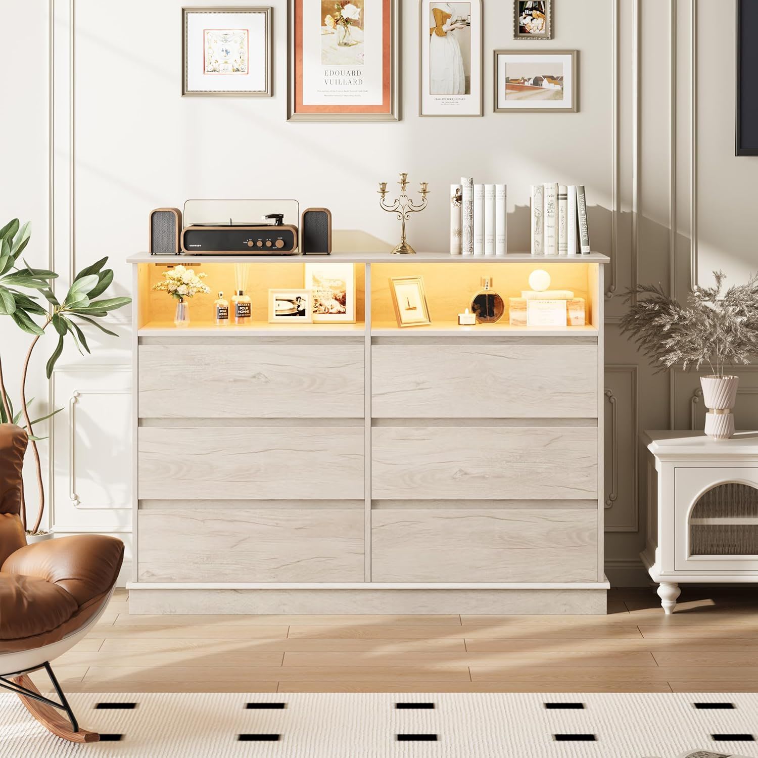 Garvee Modern Wide Wooden Chest Of Drawers With 6 Drawers Wide Top For ...