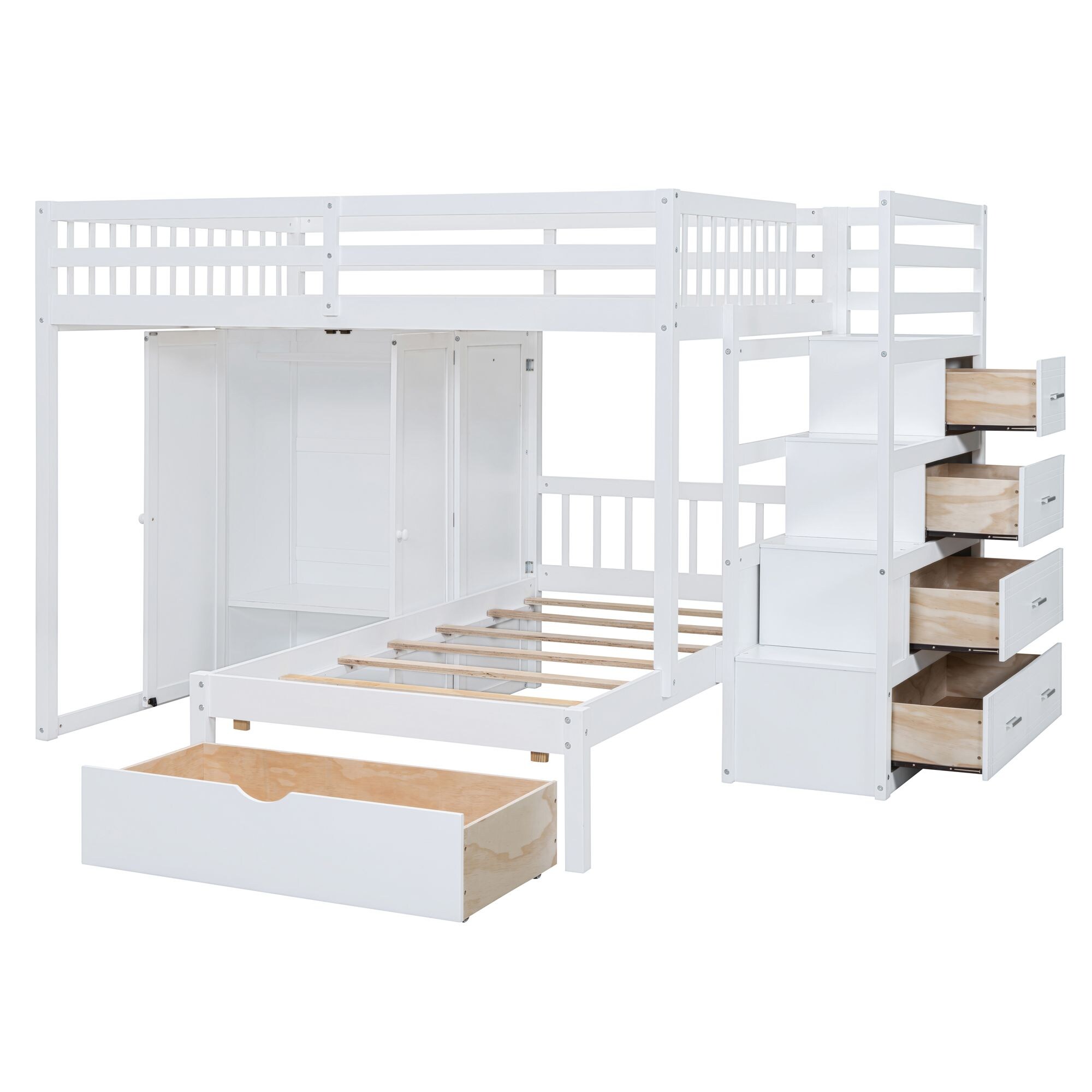 Yiekholo White Twin Over Full Bunk Bed LL-1818AAK at Lowes.com