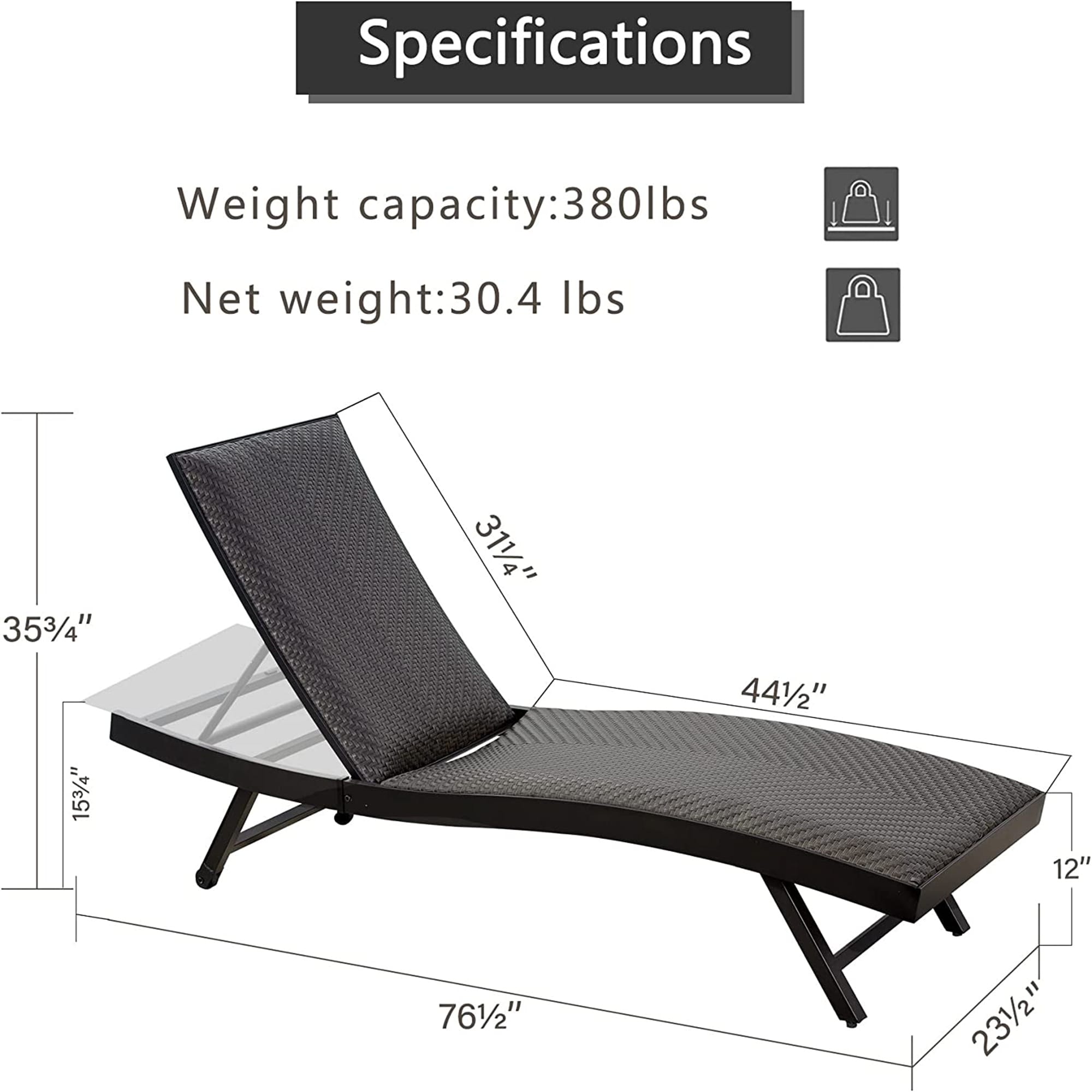 ZAKLOOP ResortFlex Recliner Duo Set of 2 Wicker Brown Rattan Frame ...