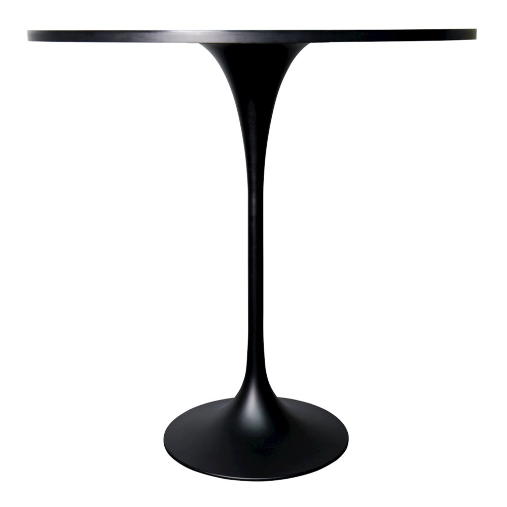 Leisuremod Bar Height Table Black Base with 48 Round Black Marbelized ...