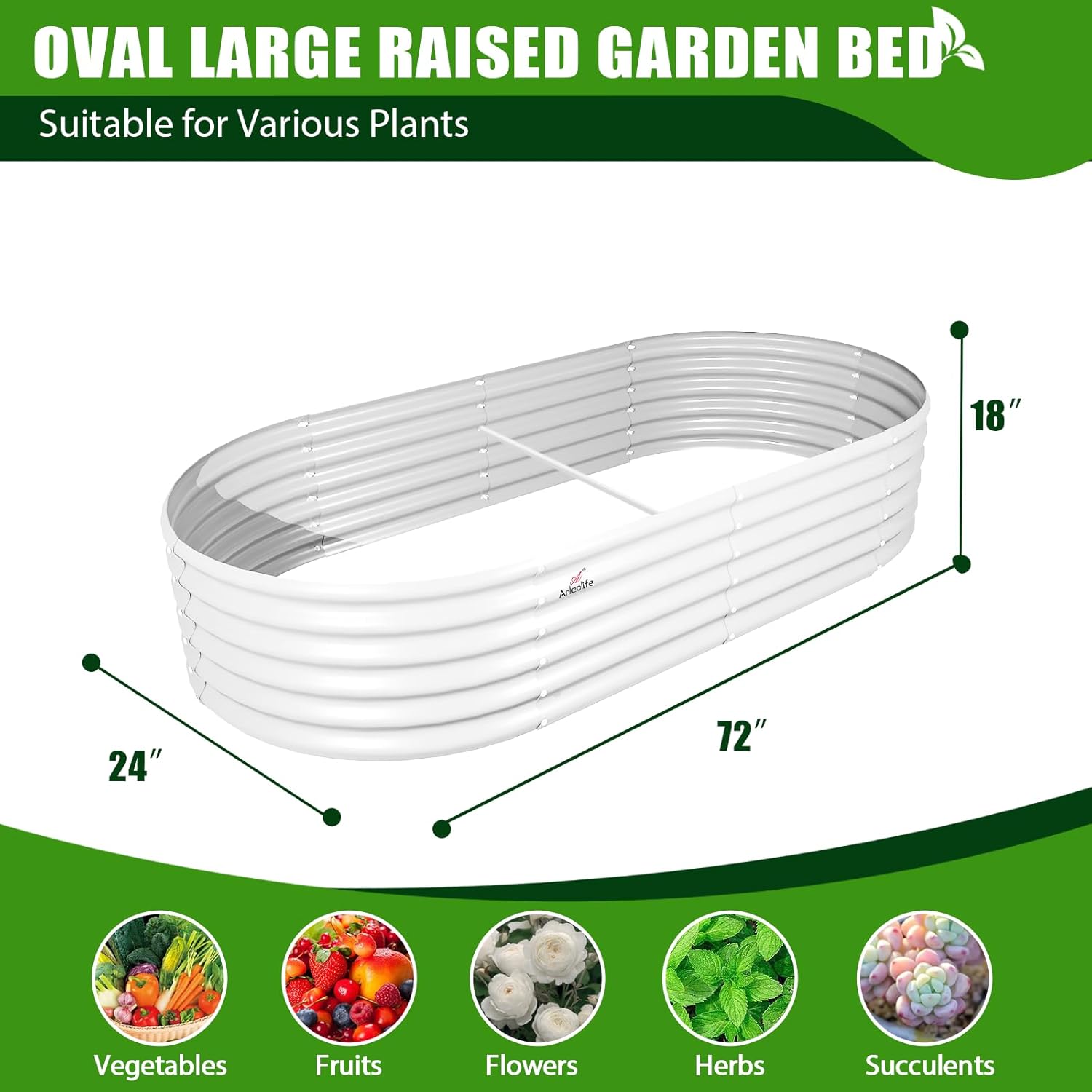 JANSNO 18 24 W x 72 L x 18 H White Metal Raised Garden Bed in the ...
