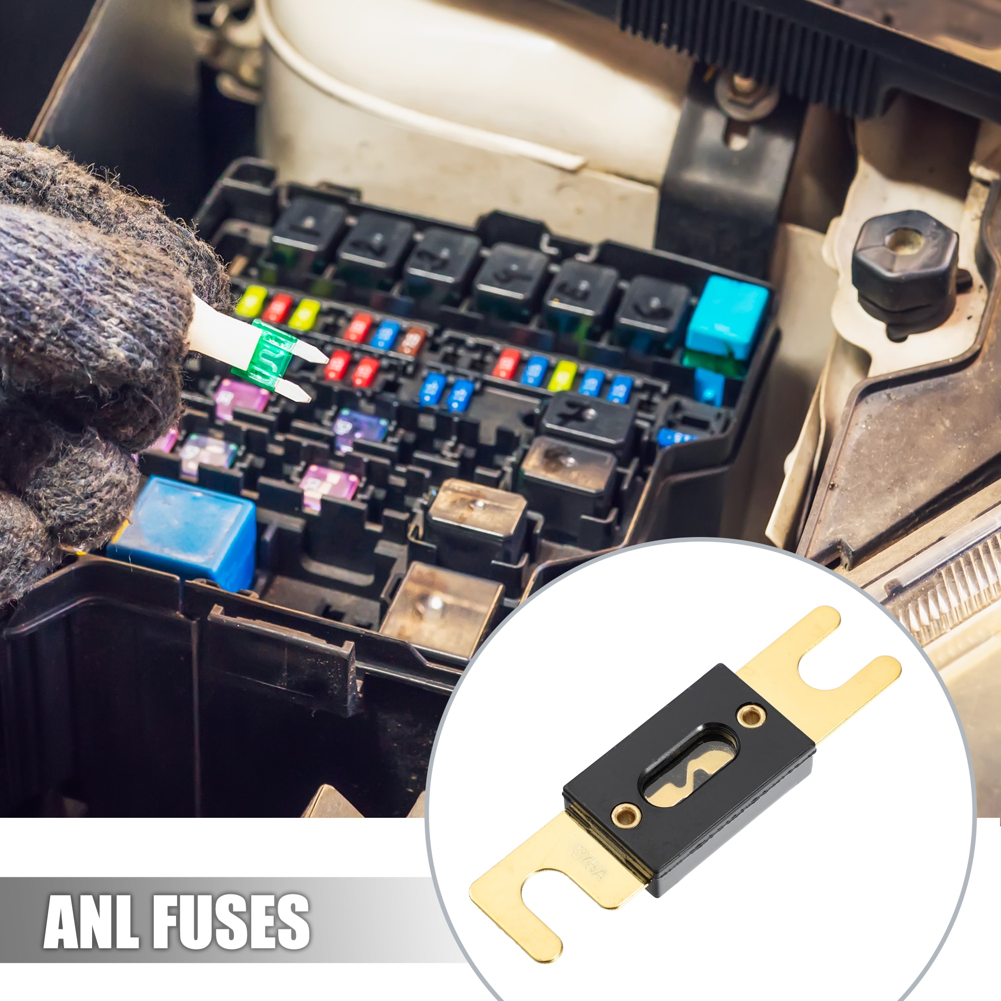 Unique Bargains 6pcs 275A Gold Tone Plated ANL Fuse Universal Fit for ...