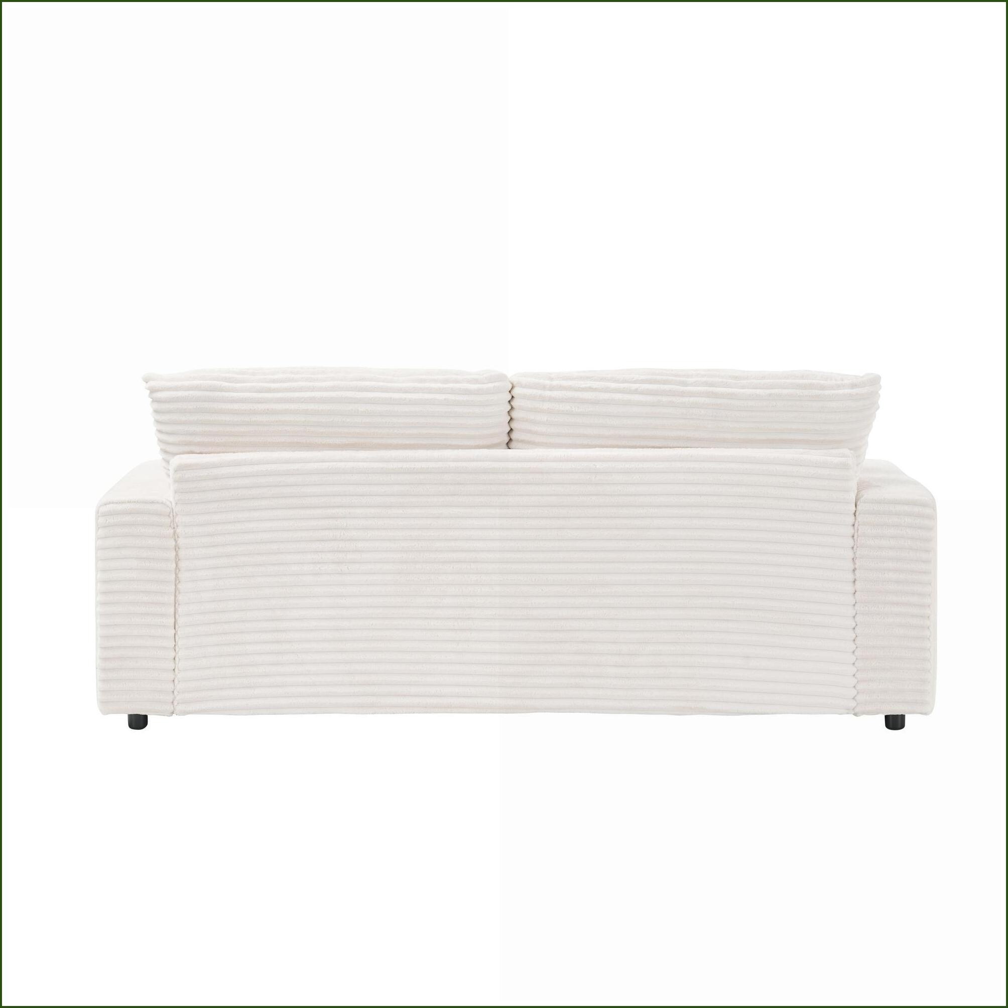 Watnature Sofas 82 Inch Snow White Corduroy Sofa with 2 Storage ...