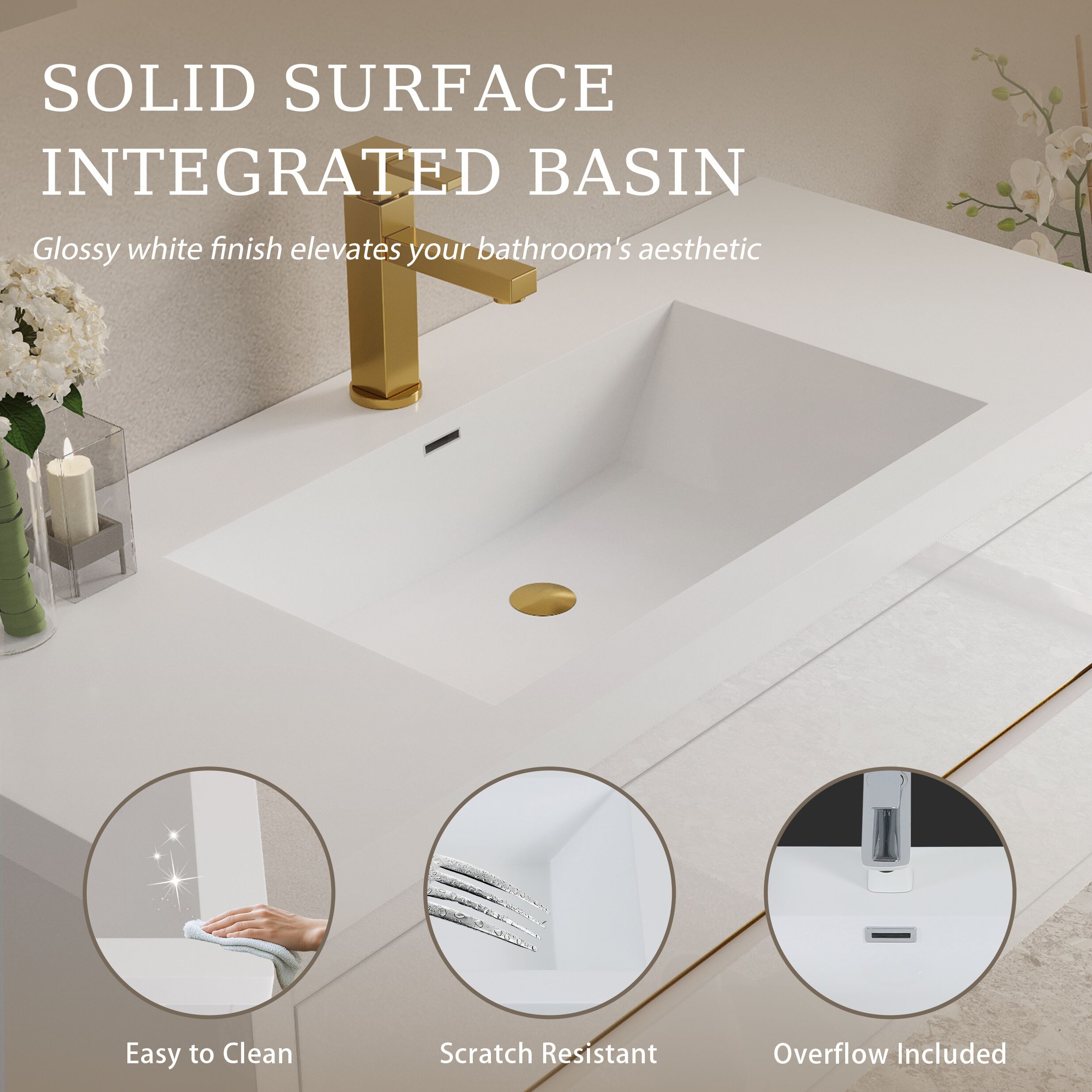 GDFStudio Hudson 48 in. Modern Wall-Mounted Floating Bathroom Vanity ...
