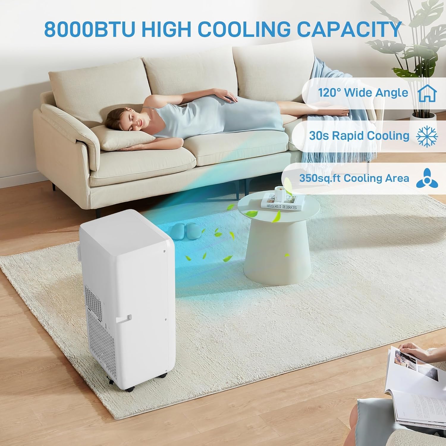 GarveeLife 8000 BTU Portable Air Conditioner White with Remote Control ...