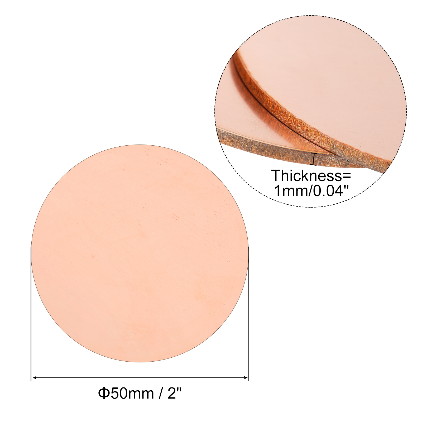Unique Bargains Pure Copper Sheet 5pcs 2inch x 0.04inch 18 Gauge T2 ...