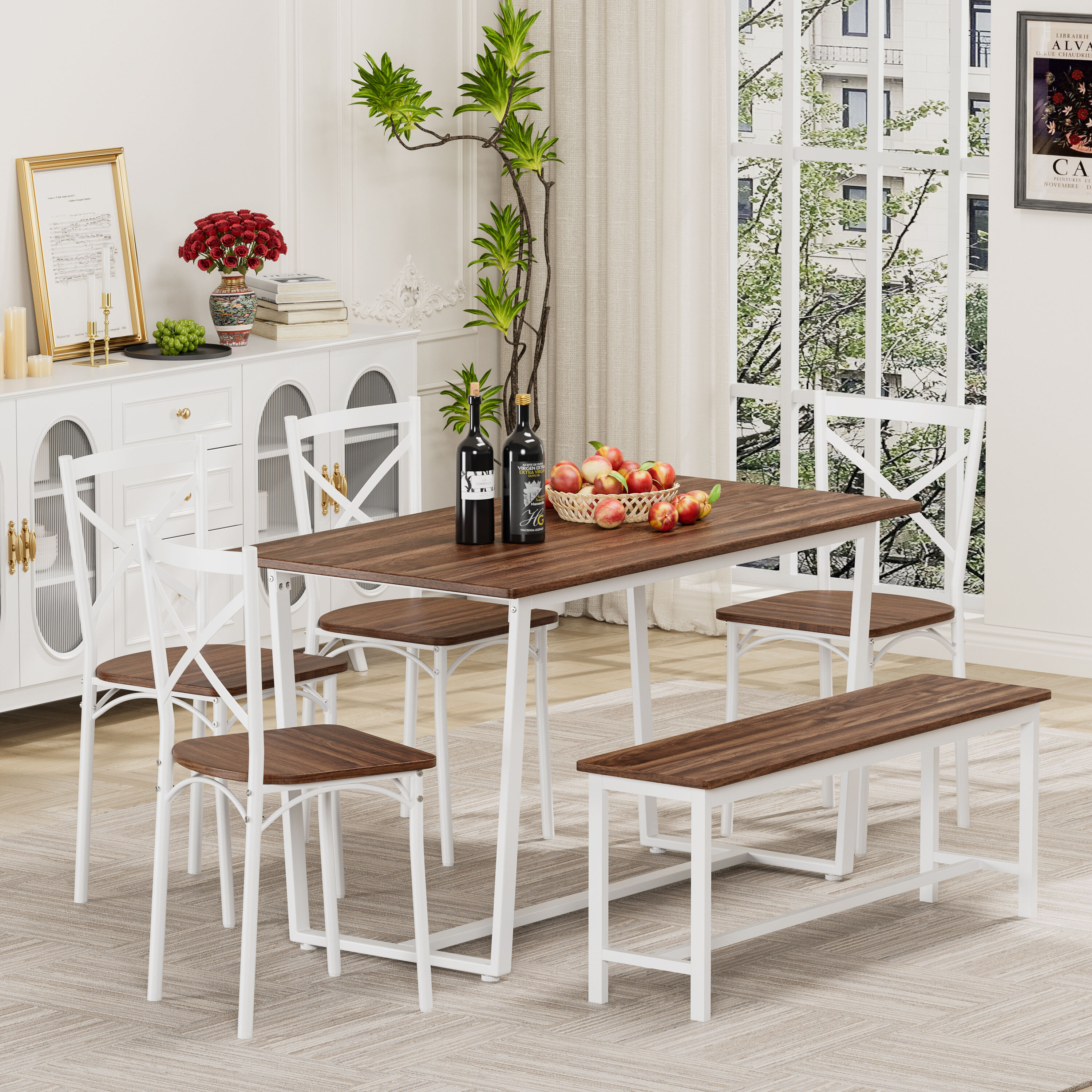 LOVMOR 6 Pieces Dining Set 6-Piece Kitchen Table Set Perfect for ...