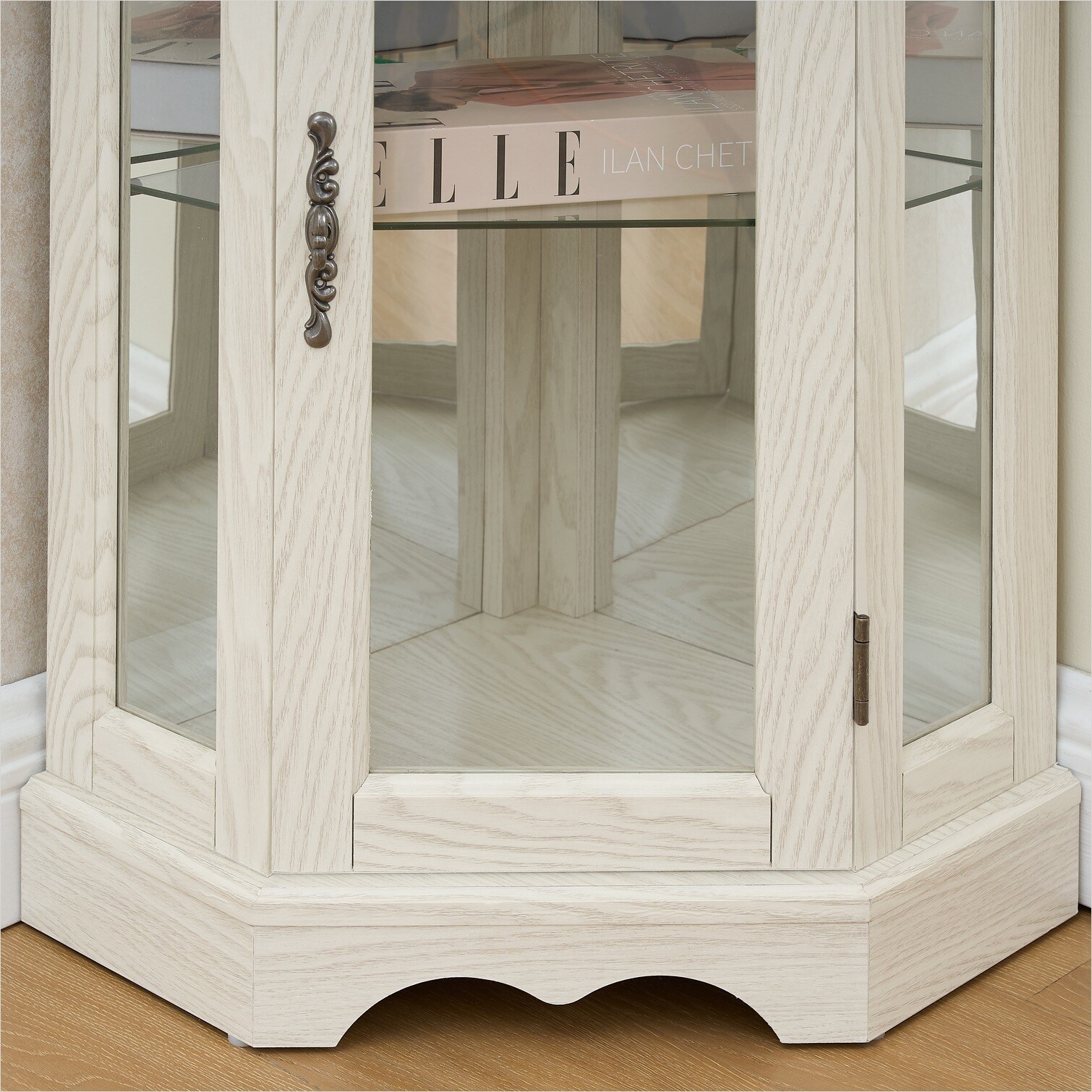 Naturefalls Classic White-Toned Corner Curio Cabinet with Lighted ...