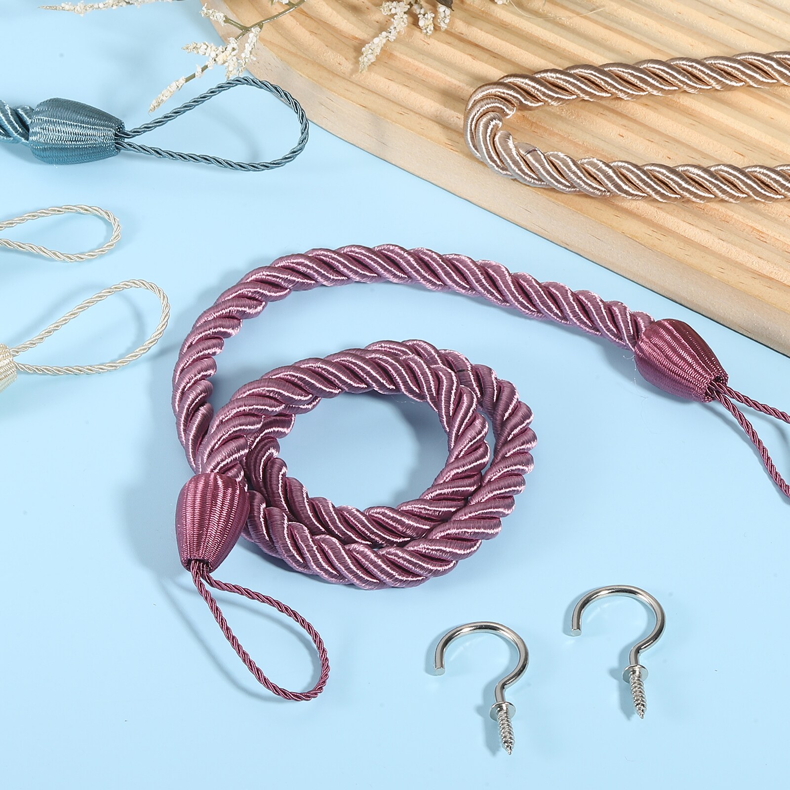 Unique Bargains 2pcs Curtain Tiebacks 75cm/29.5-Inch Braided Drapery ...