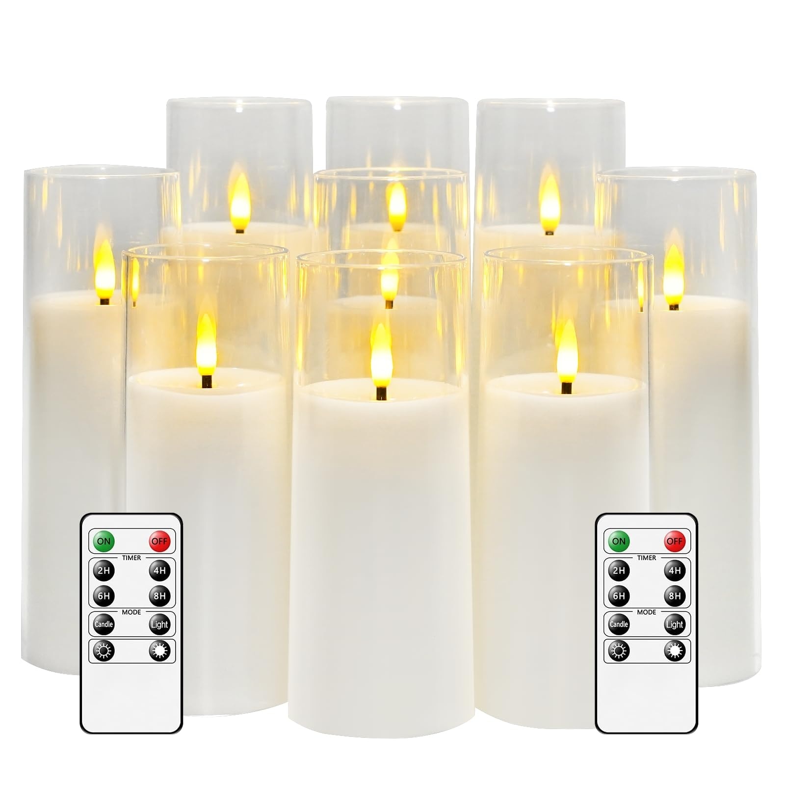 Phewnyzo Flickering Flameless Candles with Remote and Timer Acrylic LED ...