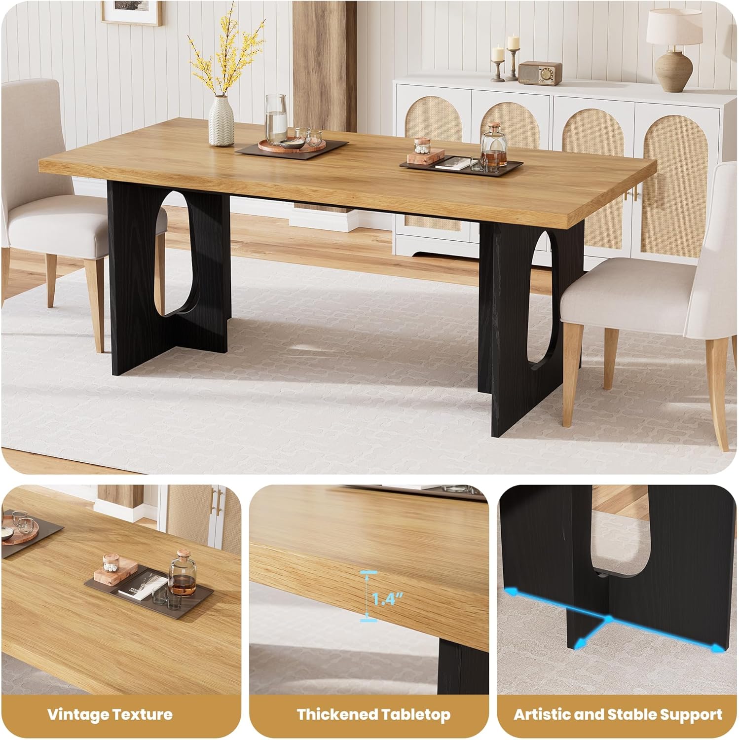 Garvee 71 inches Long Dining Table for 6 to 10 People Farmhouse Kitchen ...
