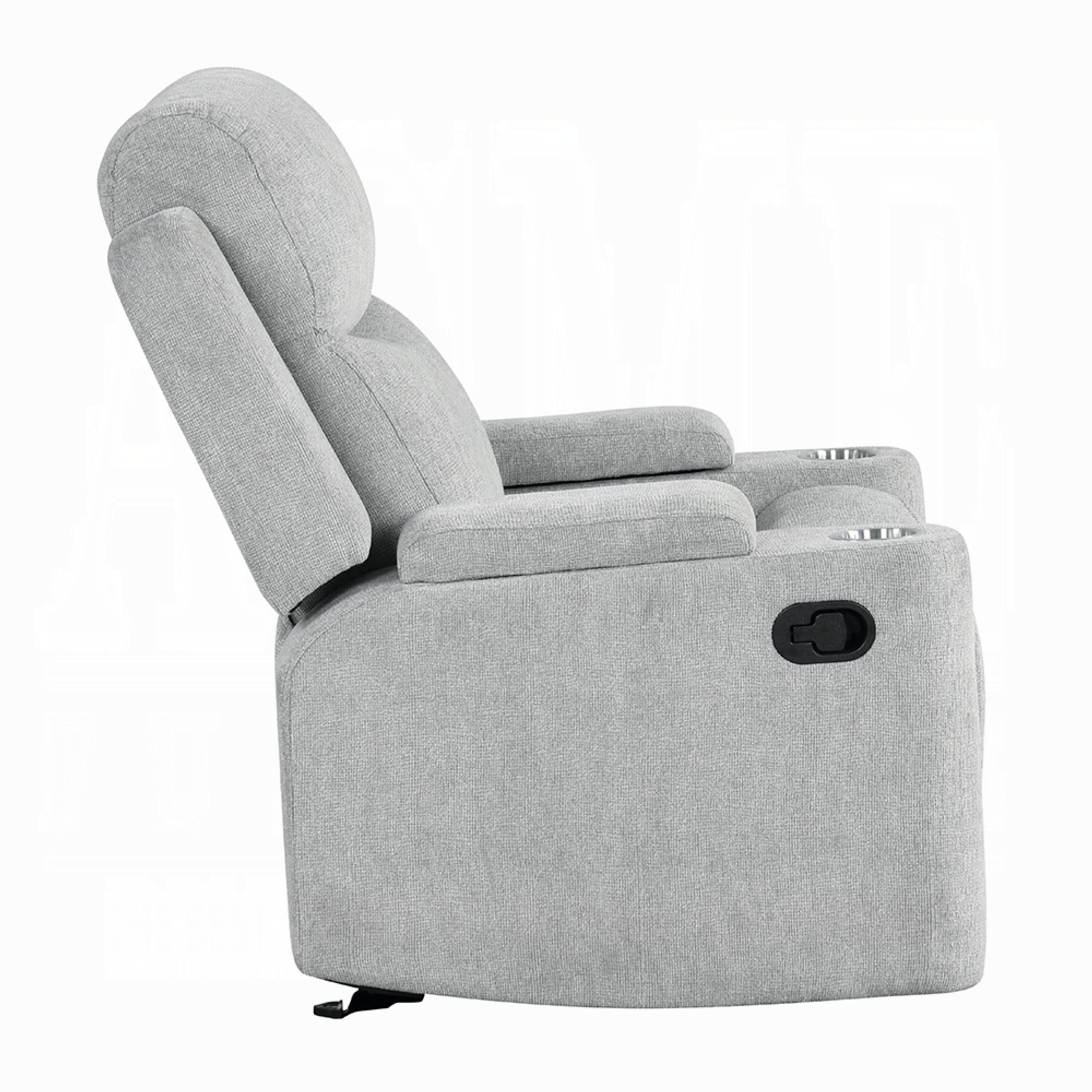 Benzara Alya Manual Motion Glider Recliner Chair Storage Arms Light ...