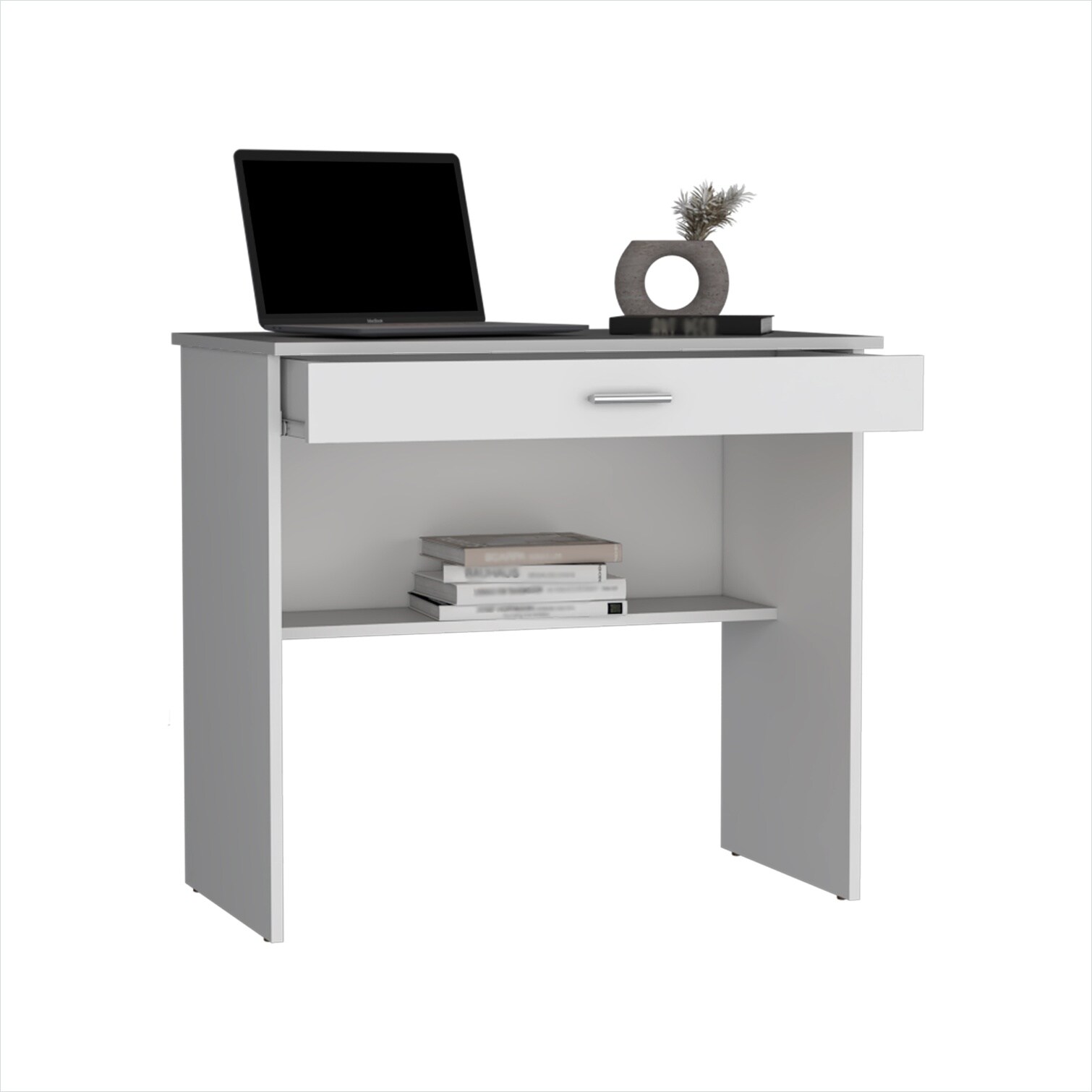 chillscreamni Space-Saving Writing Desk with Storage Drawer and Lower ...
