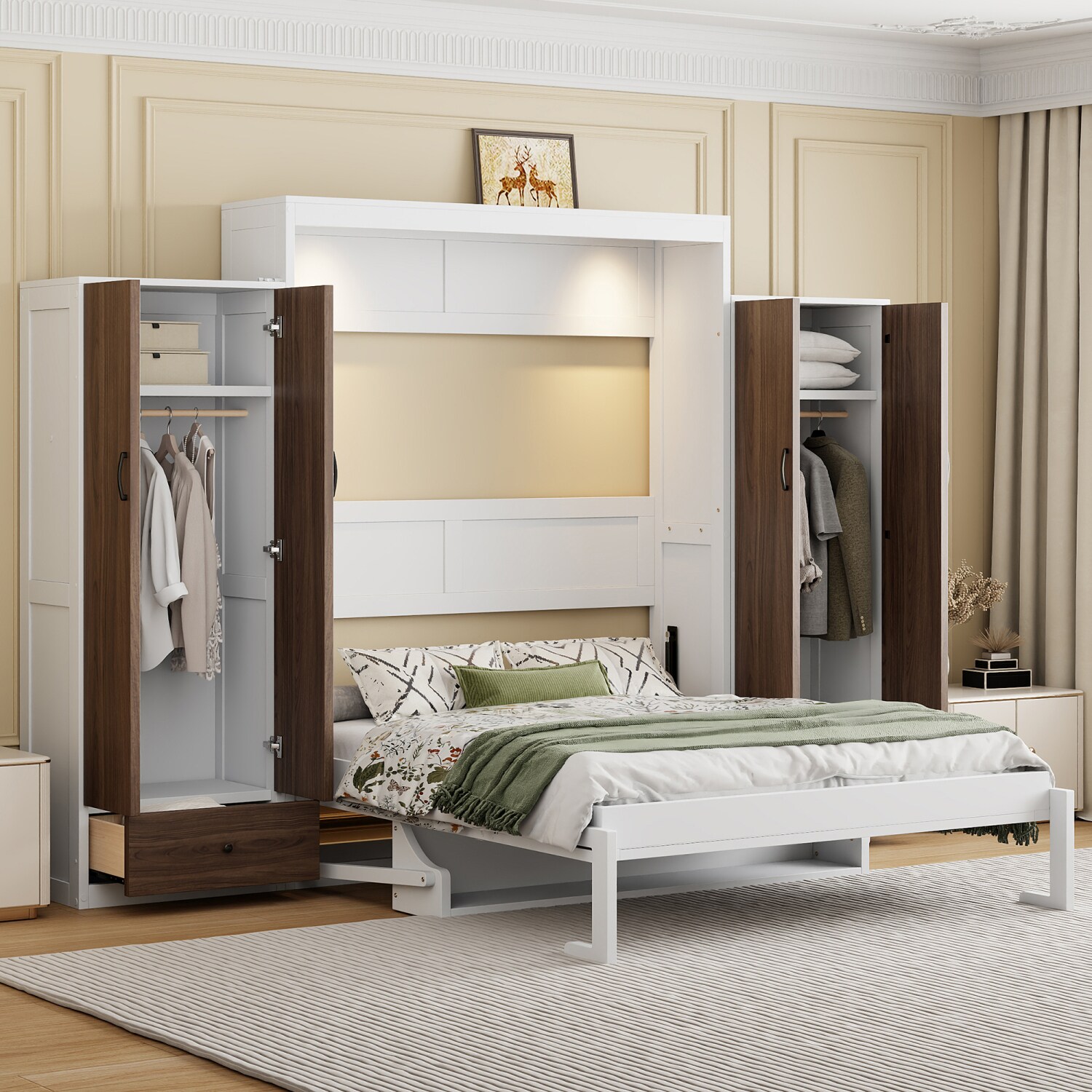 Streamdale Furniture Full Size Murphy Bed Wall Bed with Closet Drawers ...