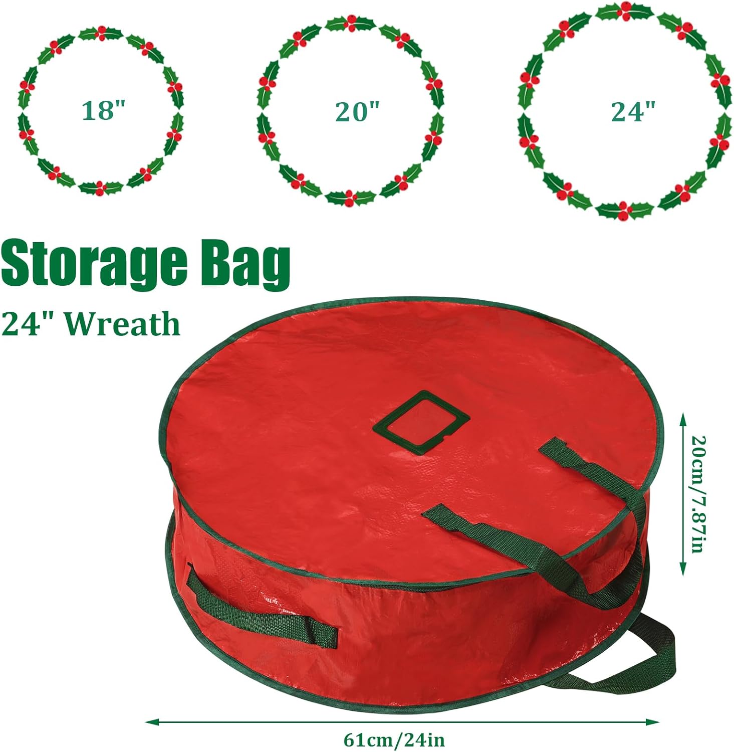 Misopily 4 Piece 24 Inch Christmas Wreath Storage Bag Set Water ...