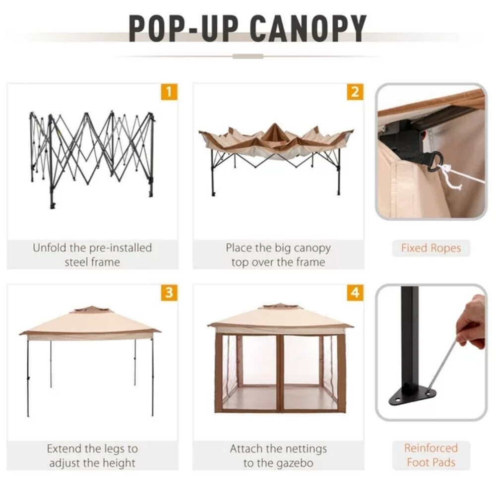 Sunshine Valley 11-ft x 11-ft Square Tan&Beige Pop-up Canopy in the ...