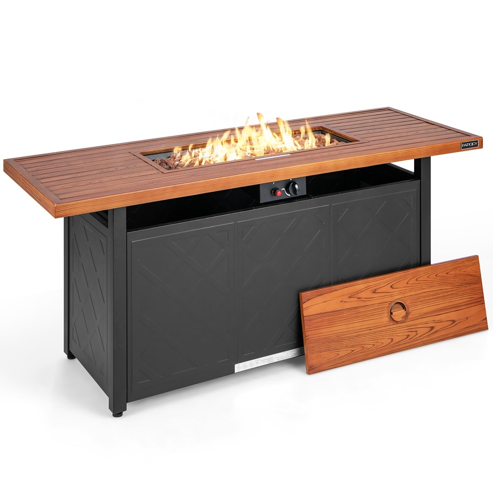 Costway 57 inch Rectangular Propane Gas Fire Pit 50000 Btu Heater ...