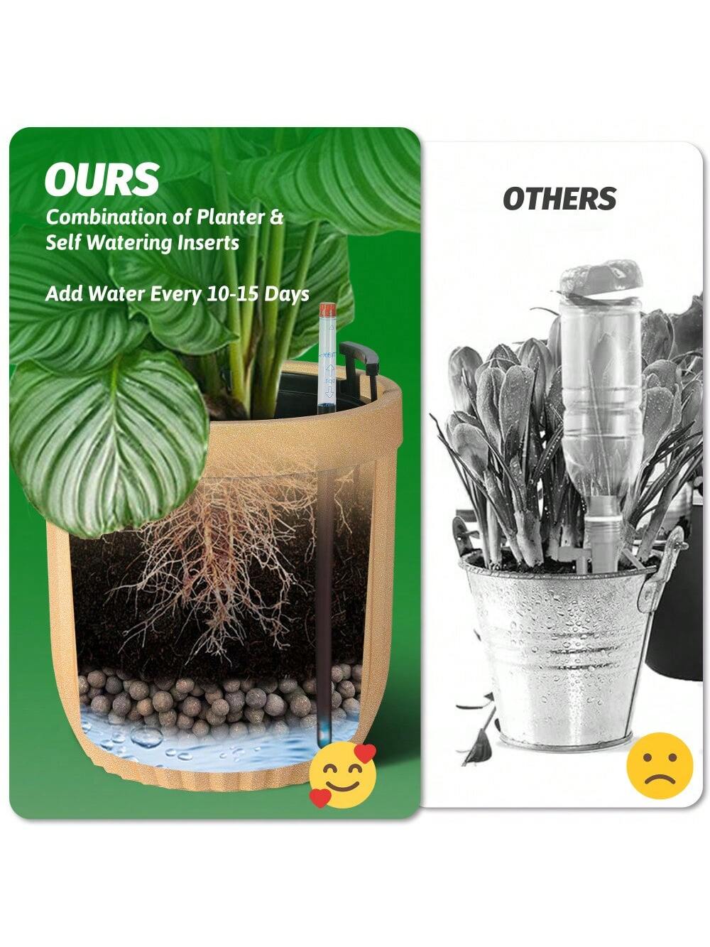 Qeetex 23Inch/14.5Inch Tall Planters Set Of 2. 31Inch Self Watering ...