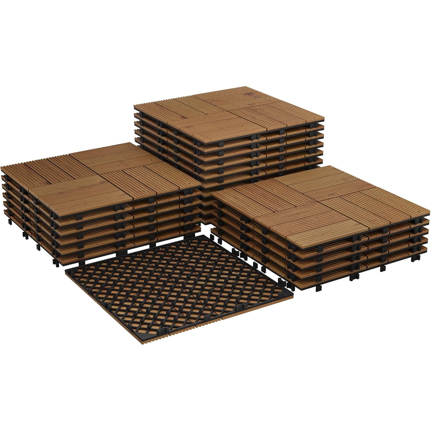 GAOMON 22 Pack 12Inx12In Acacia Wood Deck Tiles Interlocking Outdoor ...