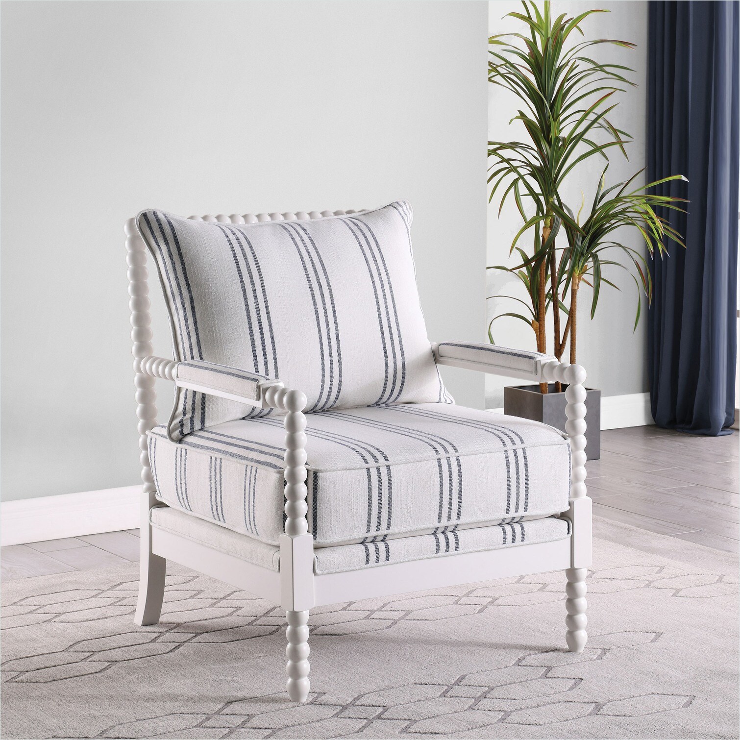 Naturefalls Linen-Like Fabric Accent Chair with Padded Arms and Spindle ...