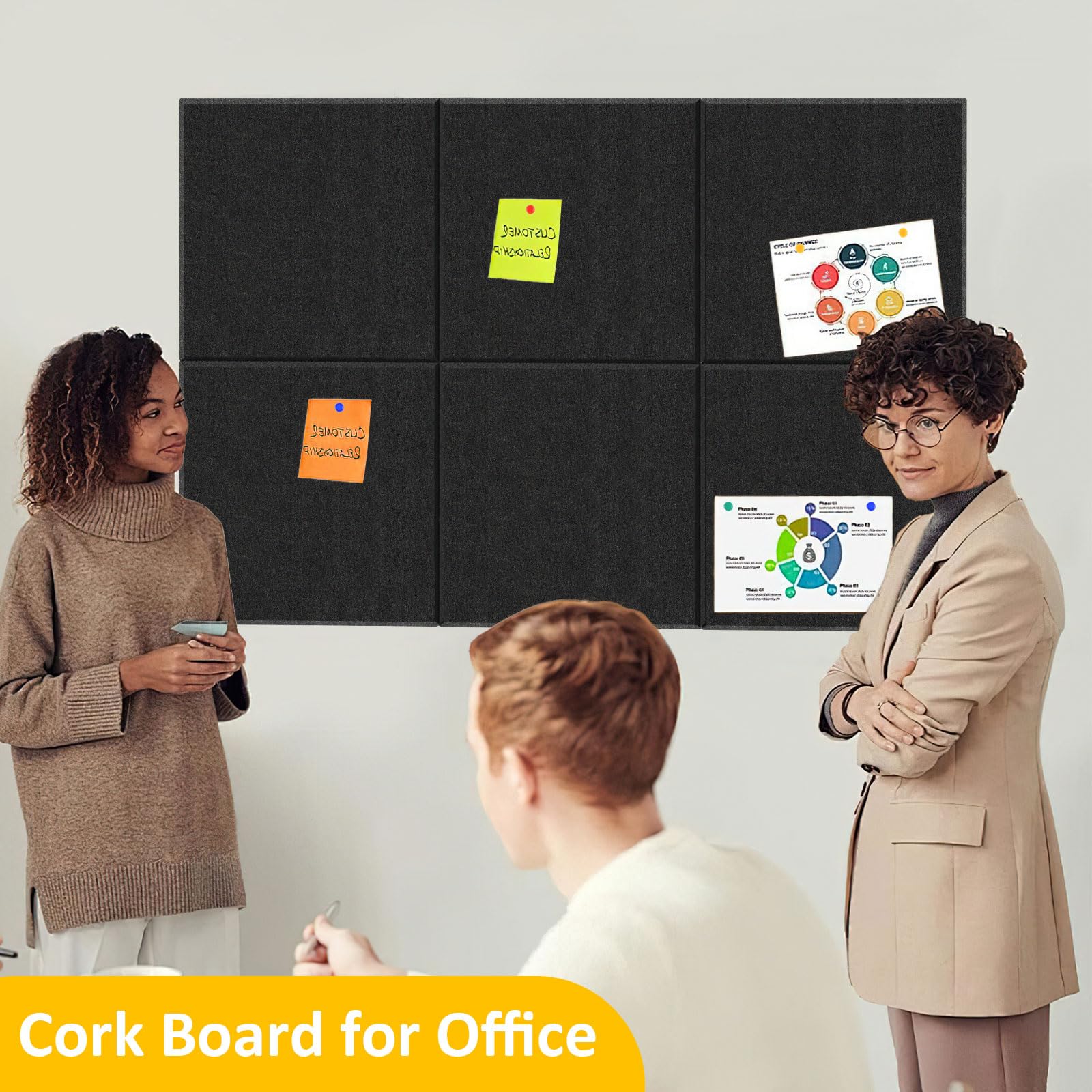 Aoibox 6 Pack 12 x 12 Inch Black Felt Wall Tiles Bulletin Board Set ...