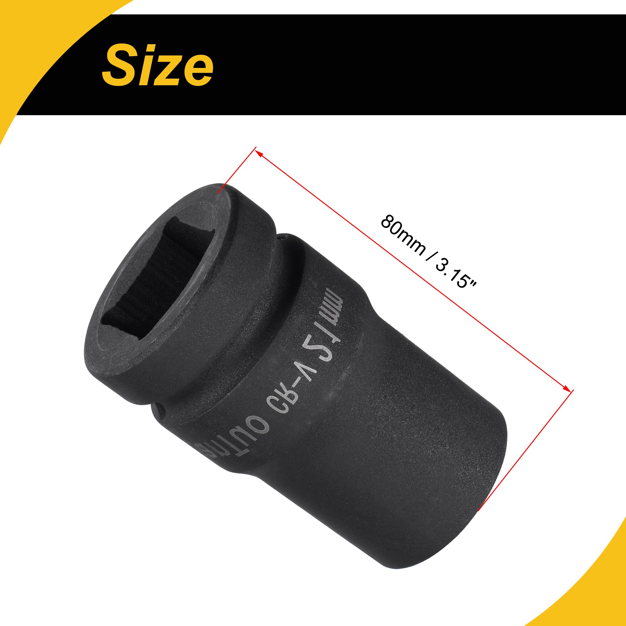Unique Bargains 1 Inch Drive by 21mm Square Impact Socket 80mm Length ...