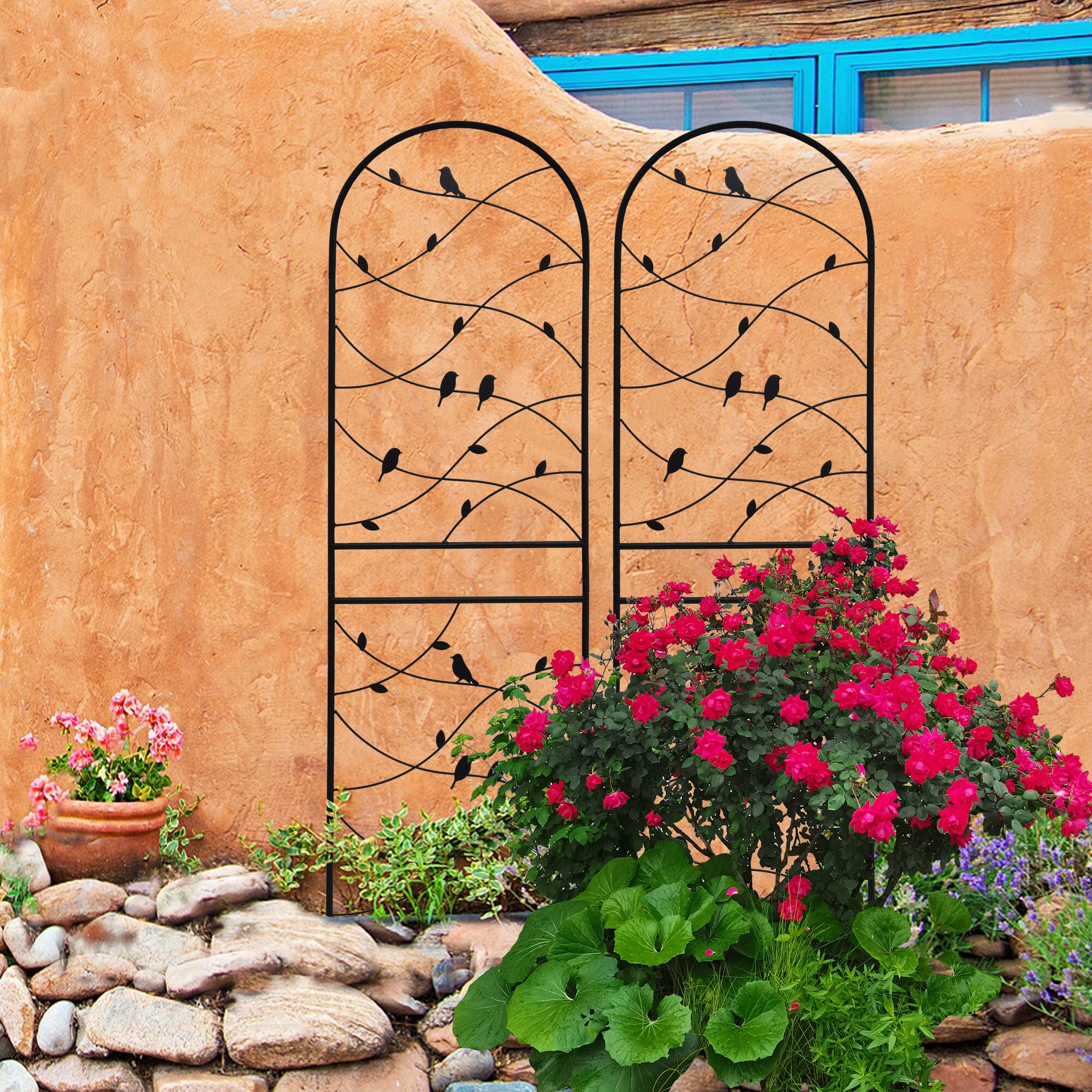LOVMOR 4 Pack Metal Garden Trellis Rustproof Trellis for Climbing ...
