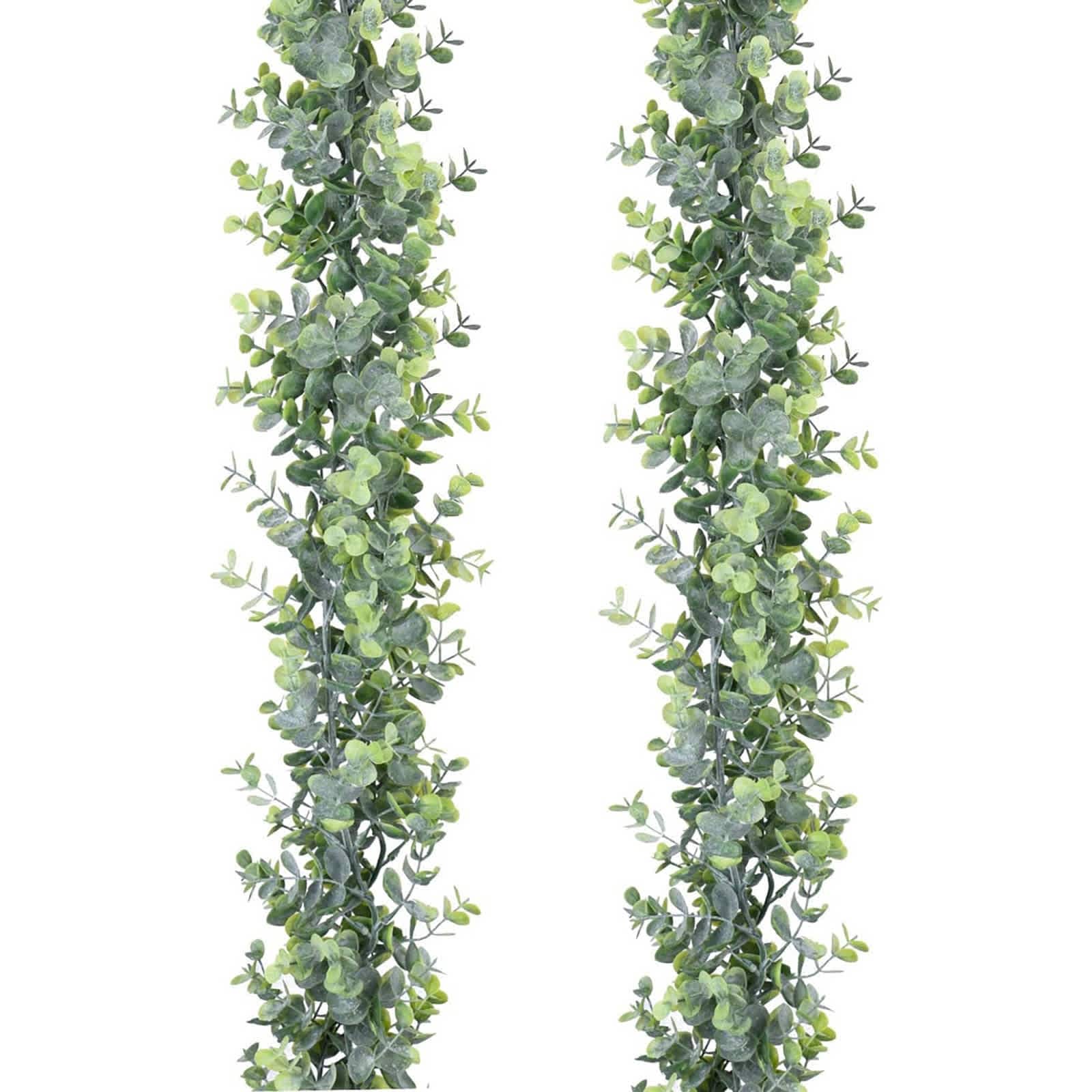Etokfoks 2 Pack Faux Eucalyptus Garland 6 Ft Each 134 Leaves Per ...
