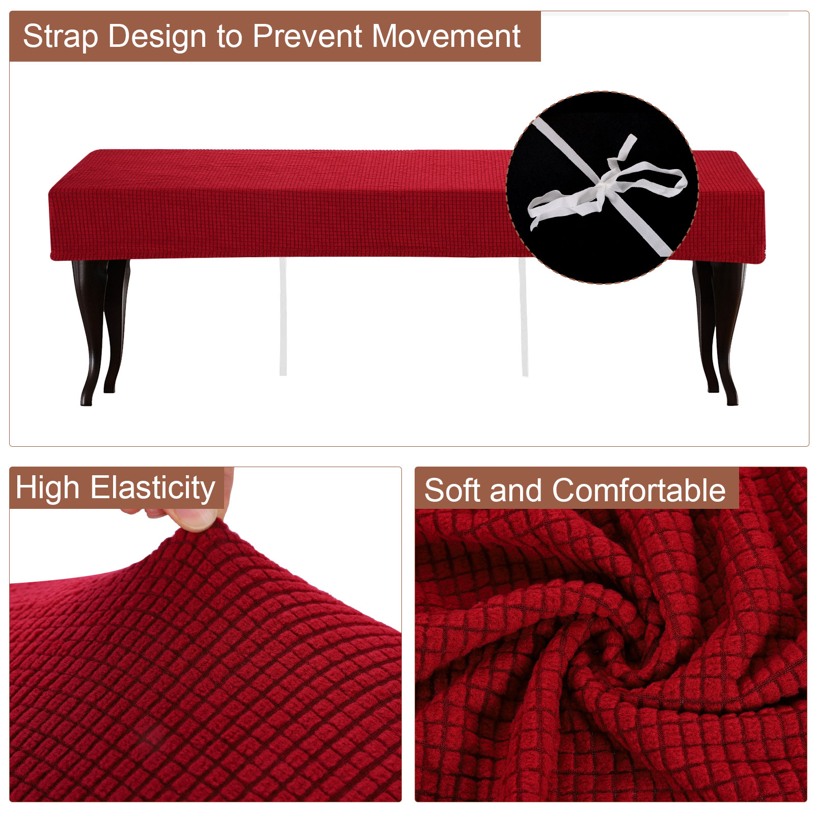 Unique Bargains Bench Cushion Cover Jacquard Dining Bench Cover Anti ...