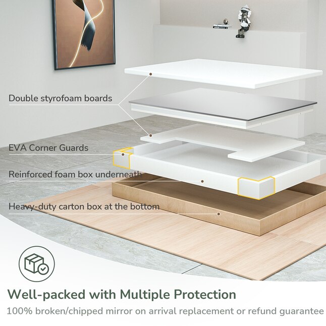 Keonjinn 55-Inches x 36-Inches Polished Frameless Rectangle Dimmable ... Keonjinn 55-Inches x 36-Inches Polished Frameless Rectangle Dimmable ...