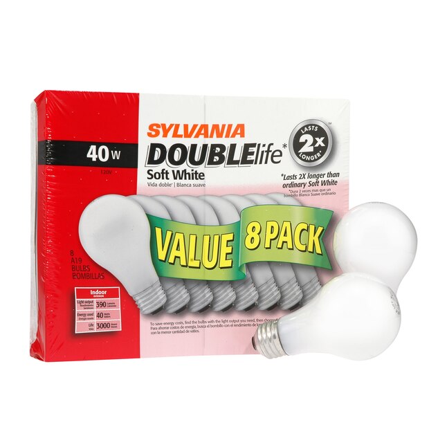 SYLVANIA A19 Soft White Medium Base (E-26) Dimmable Light Bulb (8-Pack ... SYLVANIA A19 Soft White Medium Base (E-26) Dimmable Light Bulb (8-Pack ...
