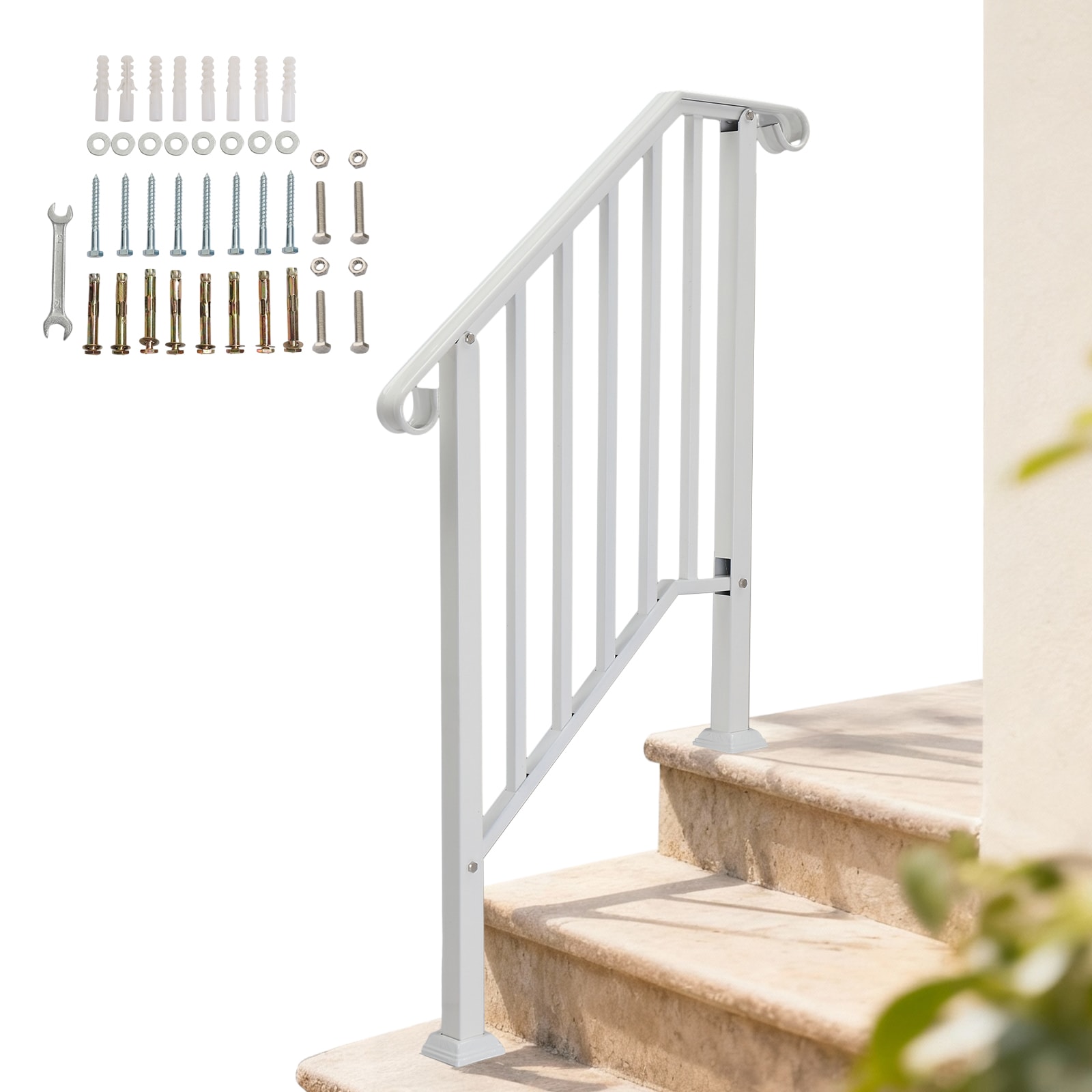 VINGLI 2-3 Steps Handrails for Outdoor Steps/All Weather Use Stair ...
