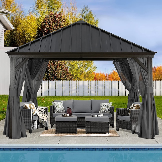ABCCANOPY 10-Feet x 10-Feet Square Dark Gray Metal Steel Roof Permanent ... ABCCANOPY 10-Feet x 10-Feet Square Dark Gray Metal Steel Roof Permanent ...
