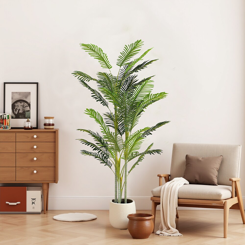 Wooakway 78.5 in. Artificial Palm Tree With Black Plastic Artificial ...