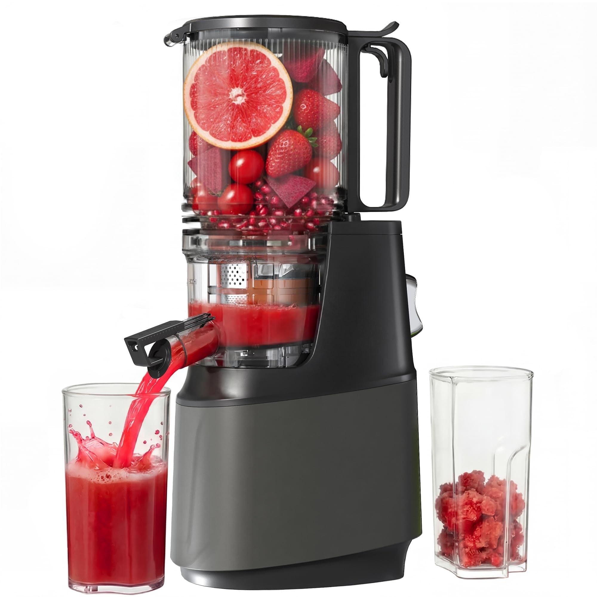 Anqtovp 5.3 Inch Wide Feed Chute Slow Masticating Cold Press Juicer ...
