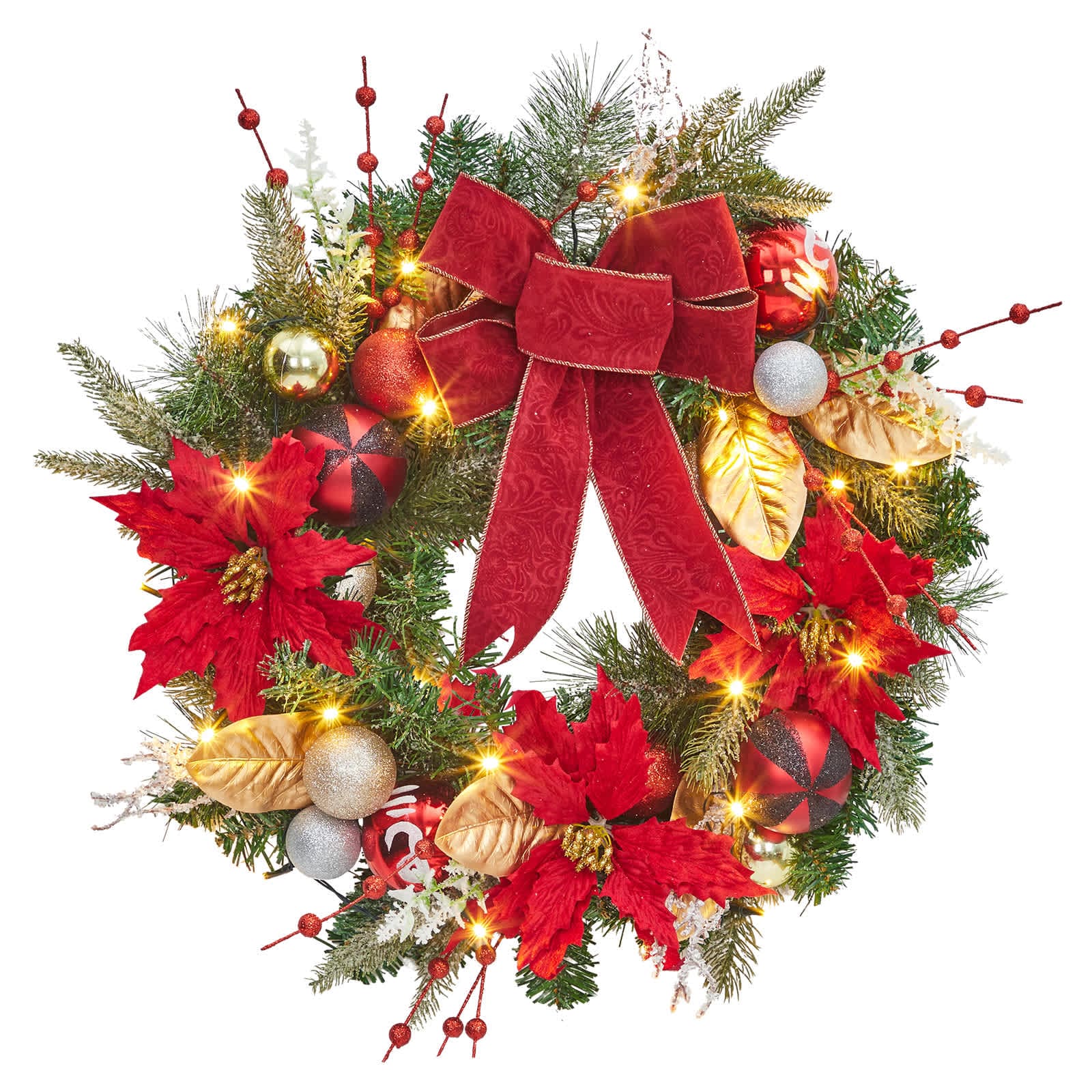Qeetex 24 Inch Christmas Wreath for Front Door 24 Inch Artificial ...
