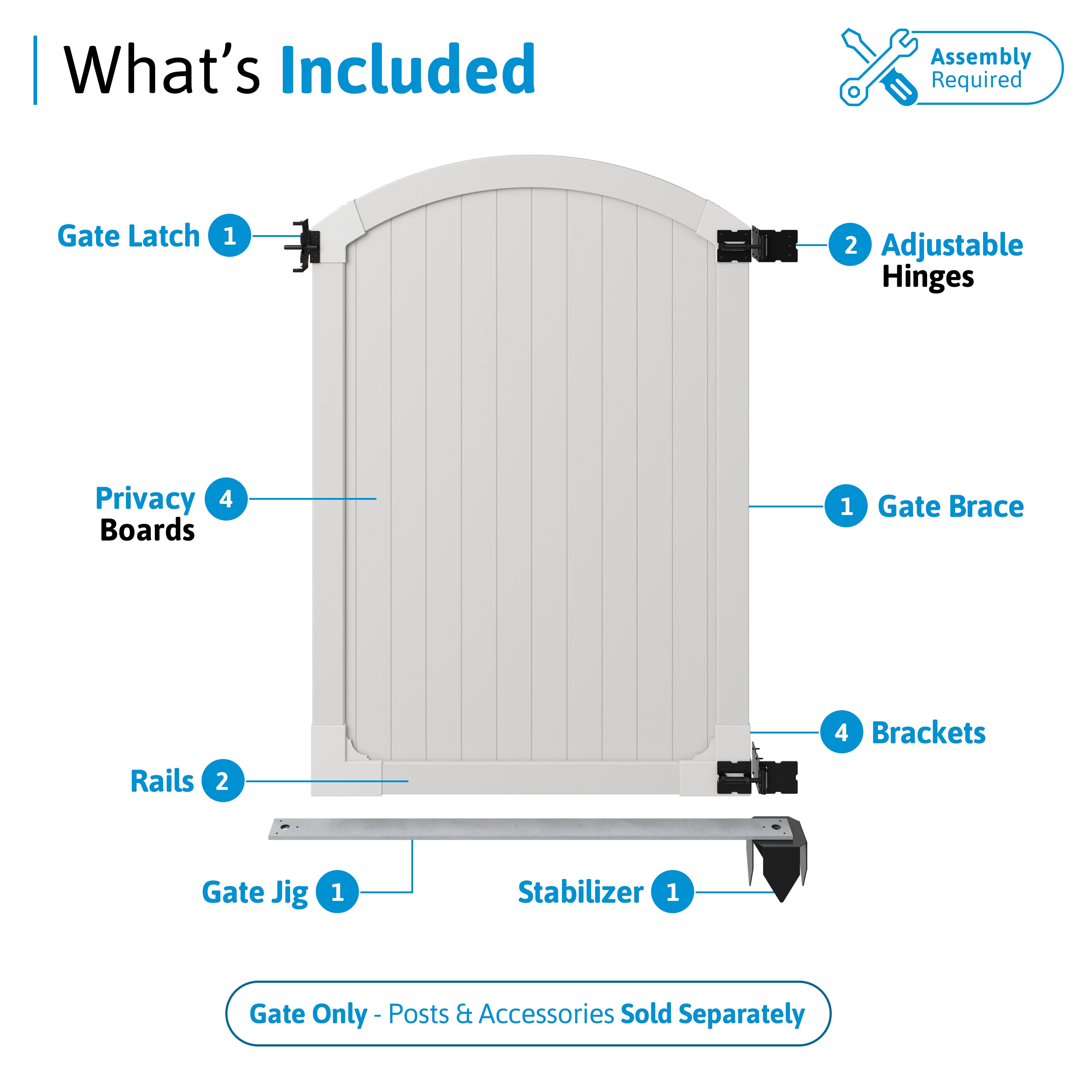 WamBam Fence Premium 6-ft H x 4-ft W Arched Privacy Vinyl Fence gate No ...