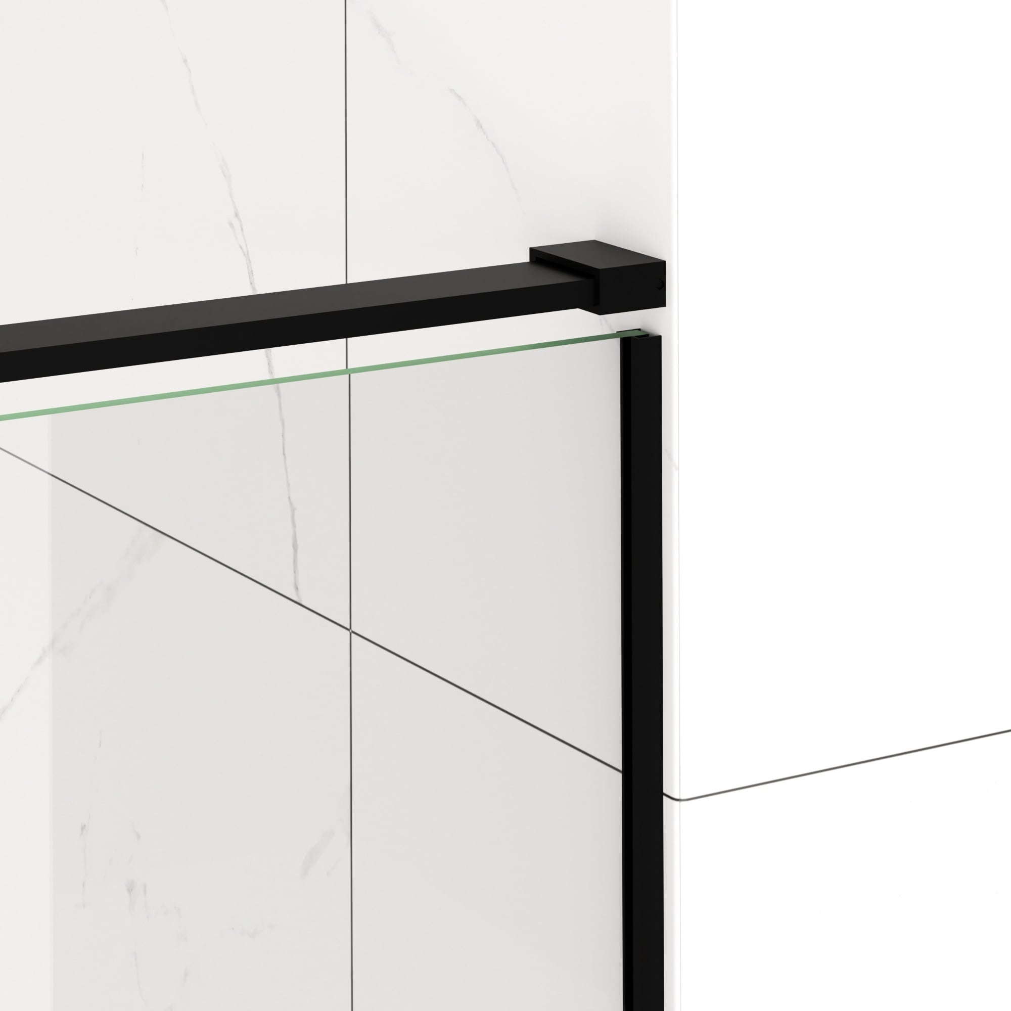 LIVACA 56 to 60 inch W x 72 inch H Matte Black Semi-Frameless Sliding ...
