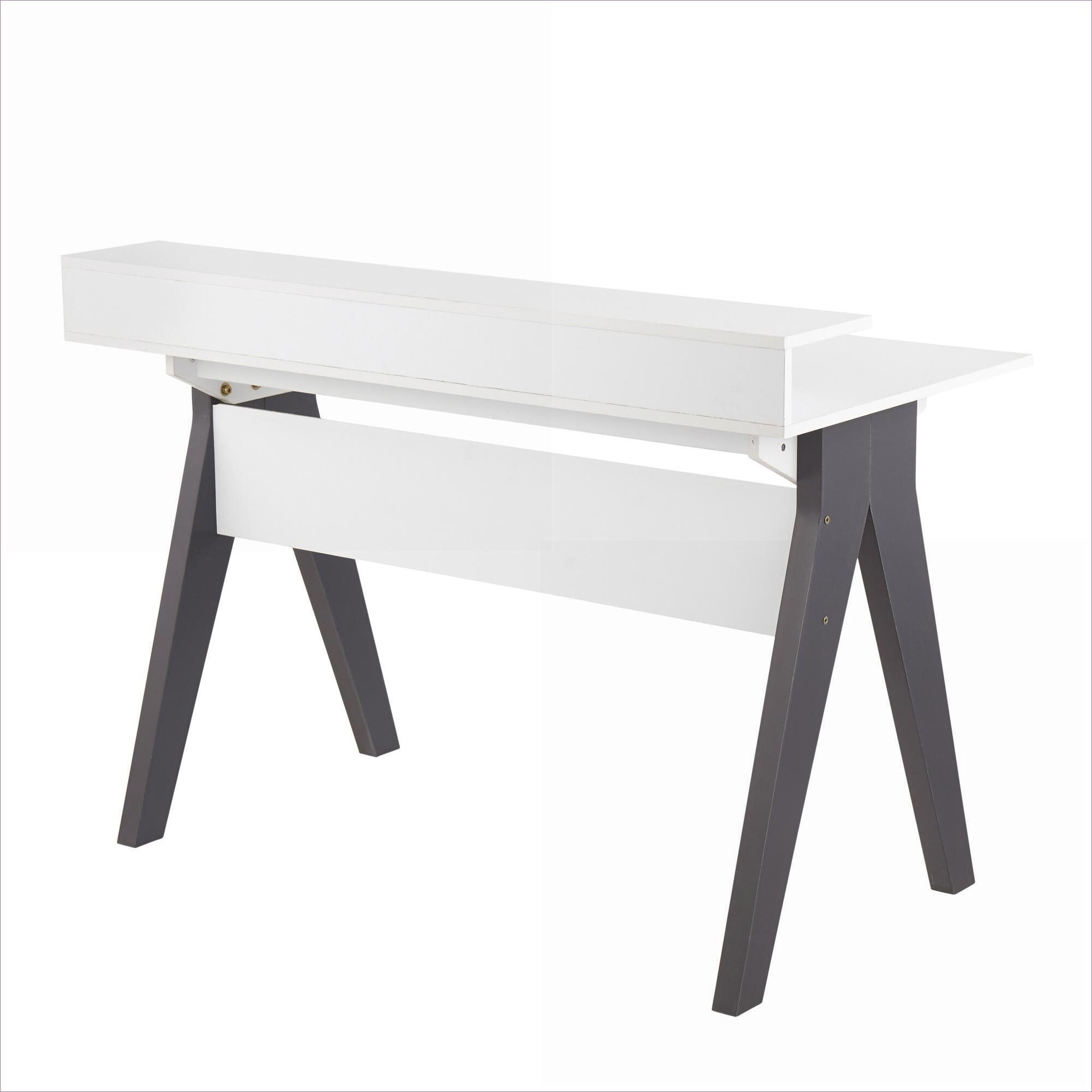 Watnature Soft White Contemporary Computer Desk with 2 Storage Drawers ...