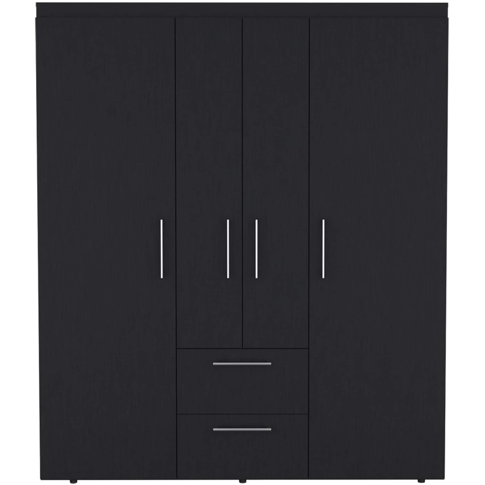 Etokfoks Armoire Elma Black with drawer two clothing rods and three ...
