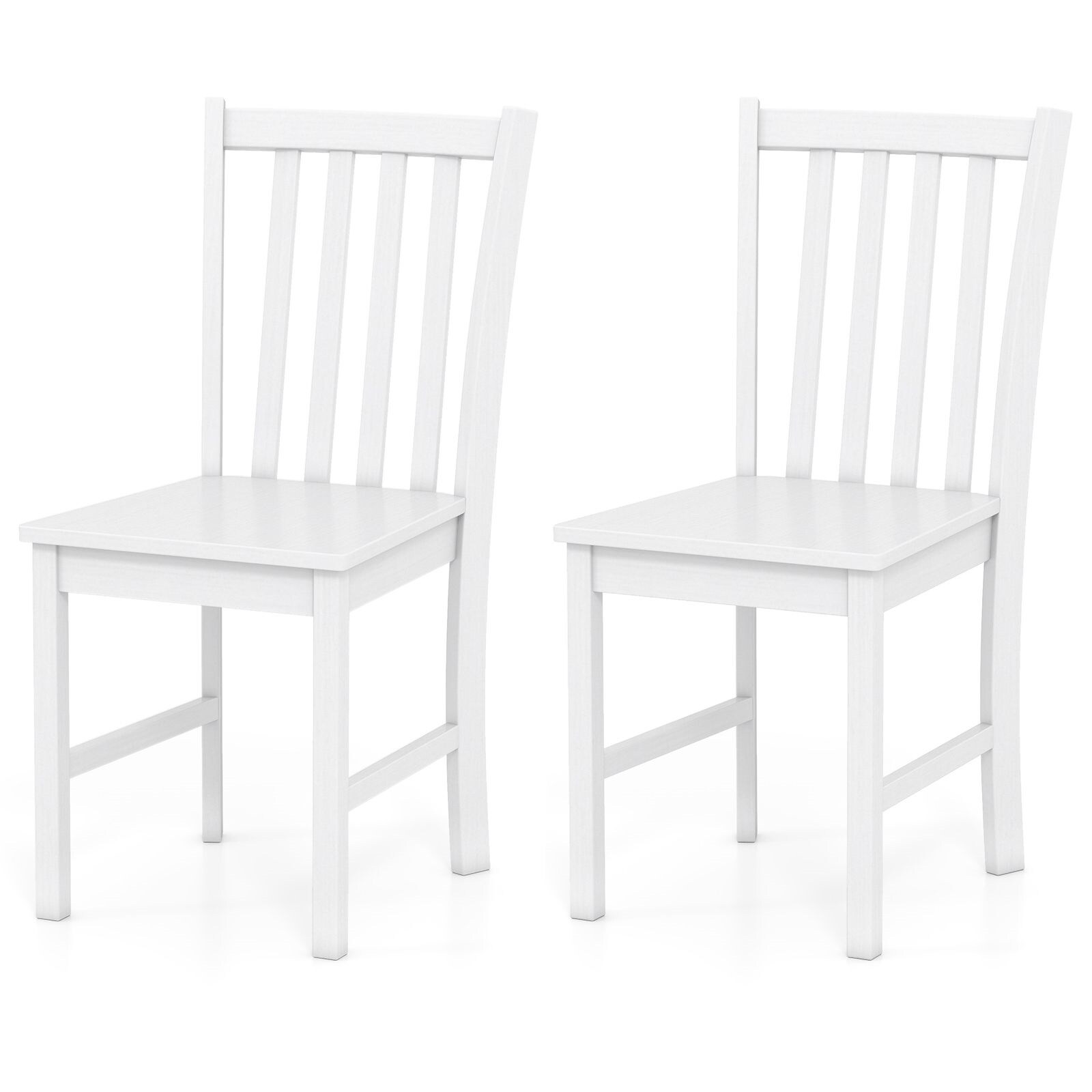 Slickblue Set of 2 Wooden Dining Chair Slat Back Chair (Rubber Wood ...
