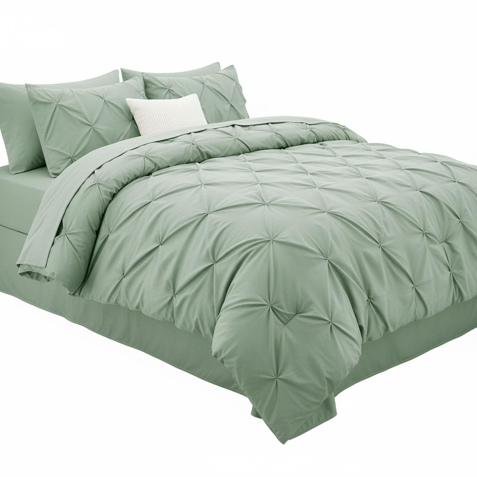 OMOMMD Full Pinch Pleat Bed in a Bag Comforter Set with Sheets ...